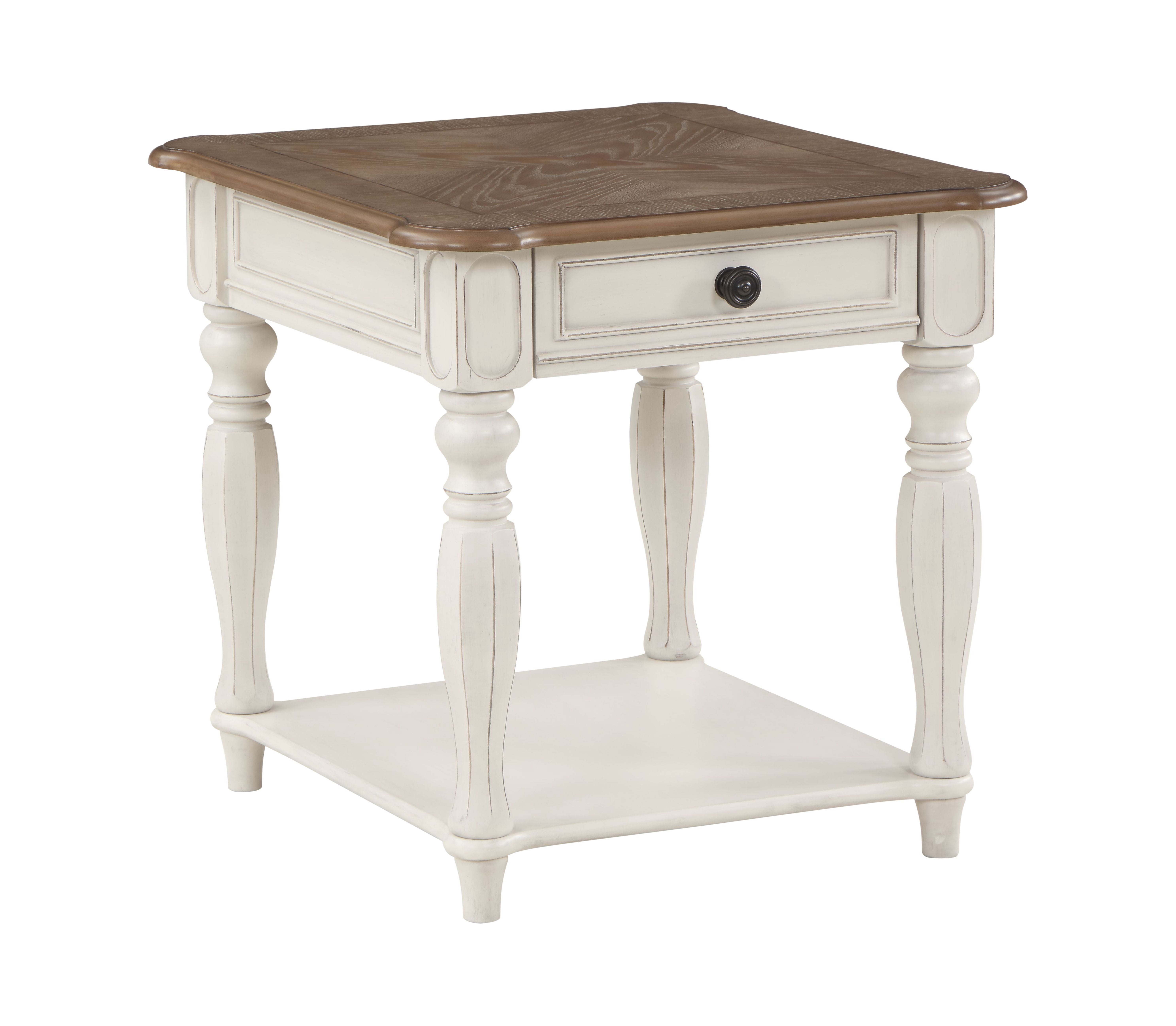 CoSoTower End Table in Oak & Antique White Finish - Walmart.com