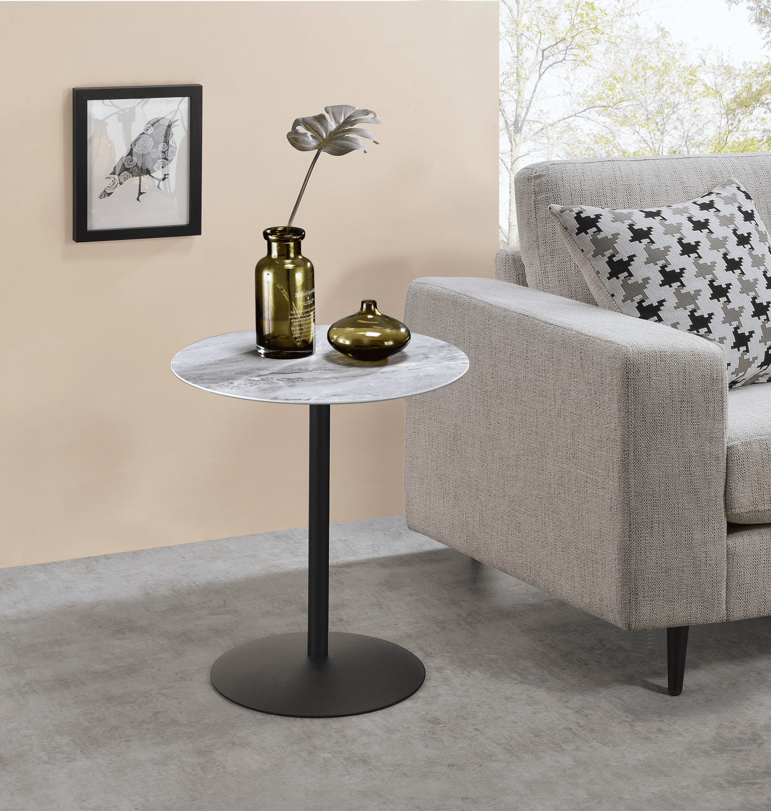 CoSoTower End Table with Gray Marble Textured Top - Walmart.com