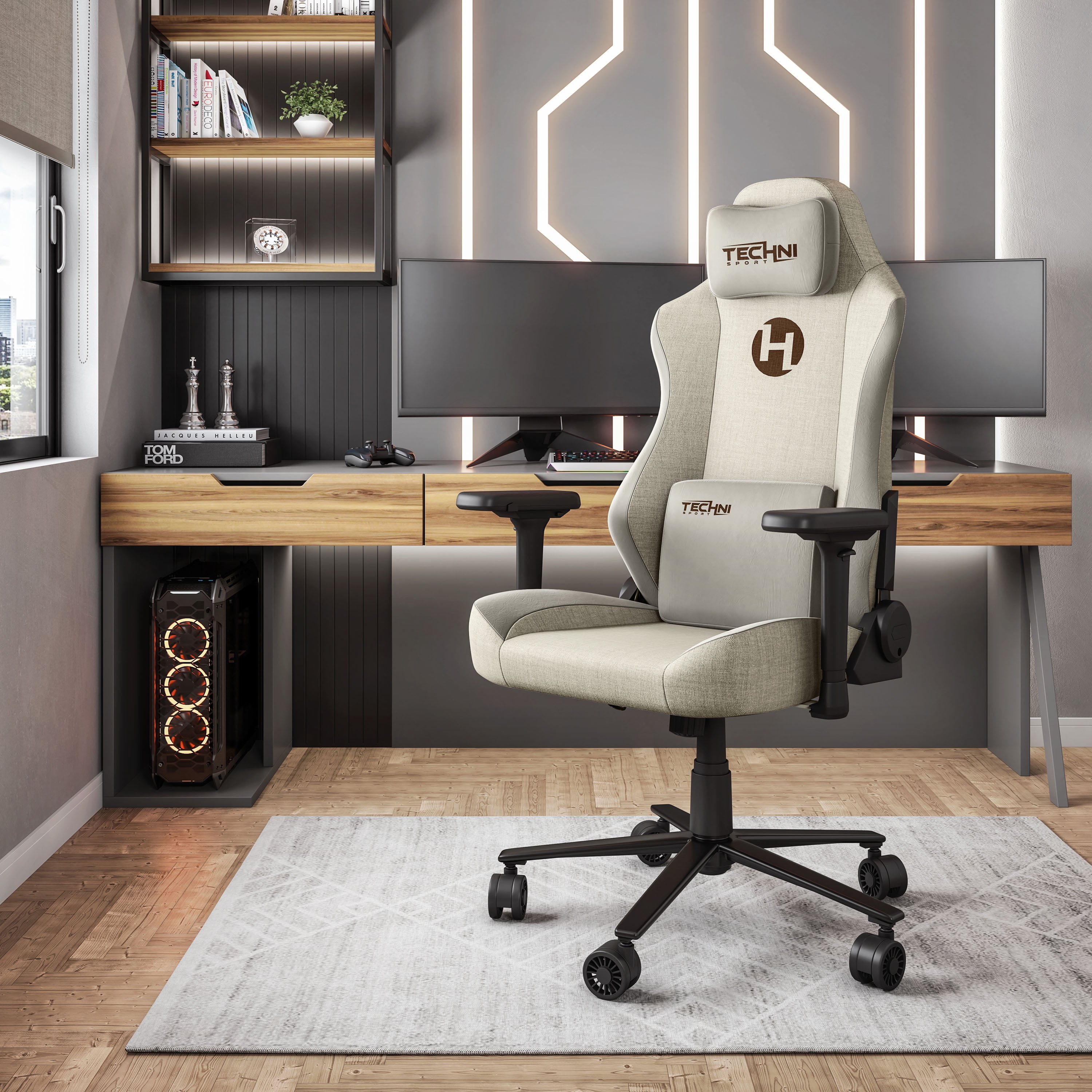 CoSoTower Fabric Memory Foam Gaming Chair – Beige - Walmart.com