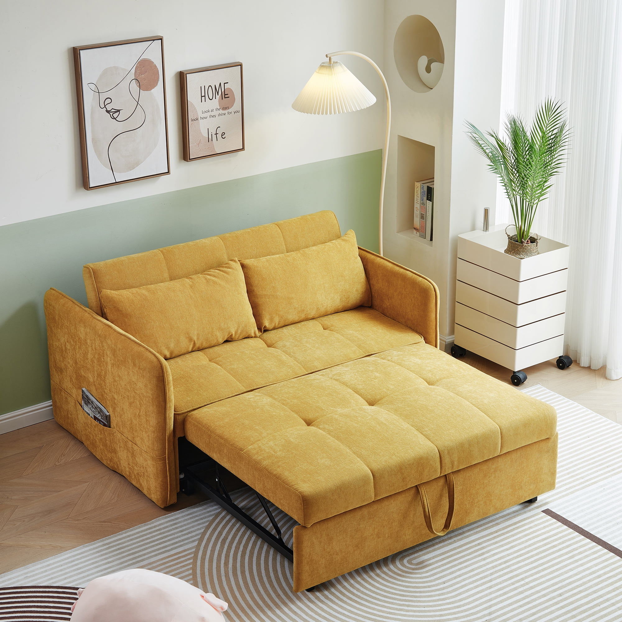 CoSoTower Fabric Pull-Out Sofa Bed,Sleeper Loveseat Couch with ...