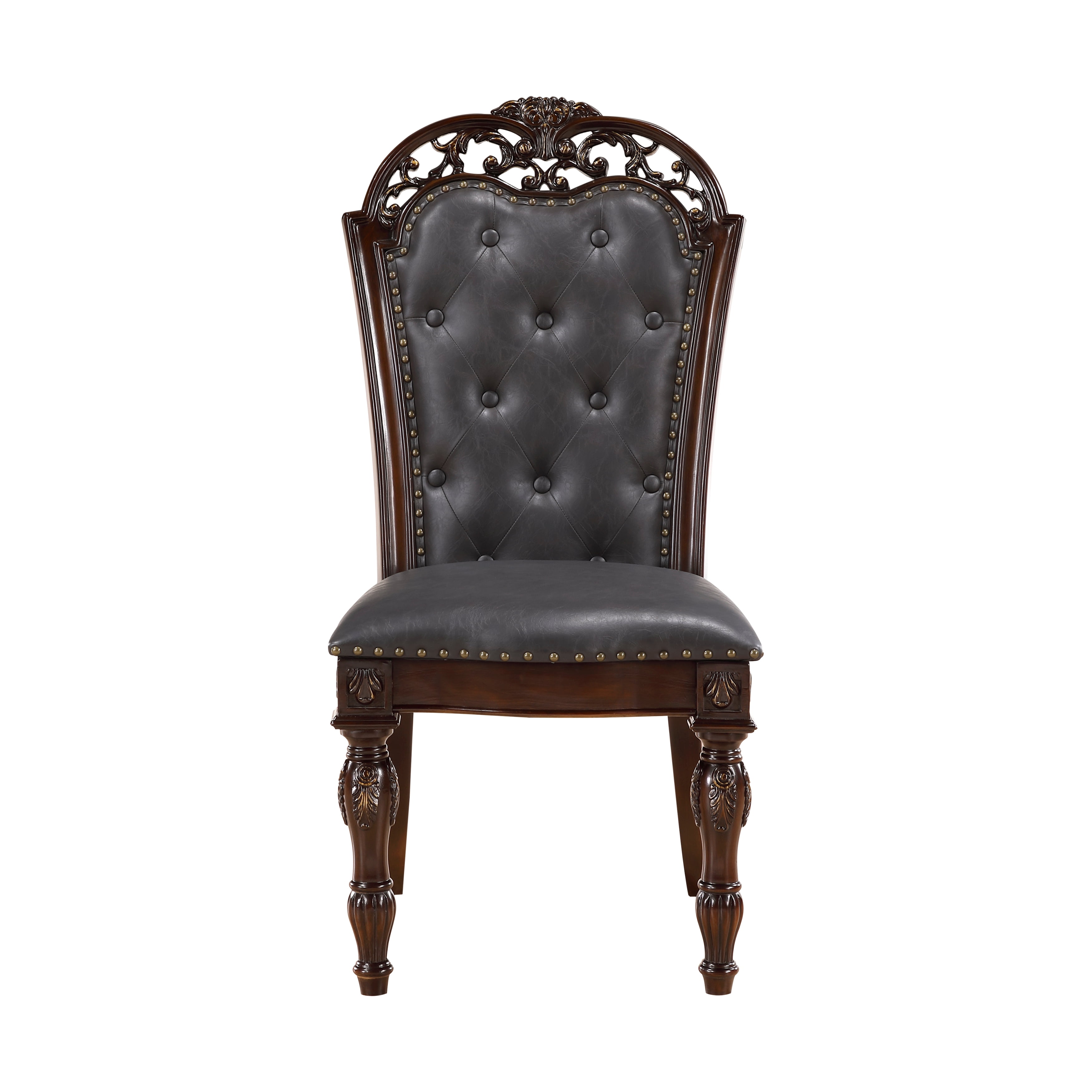 CoSoTower Formal Dining Chairs Set of 2 Cherry Finish Button-Tufted ...