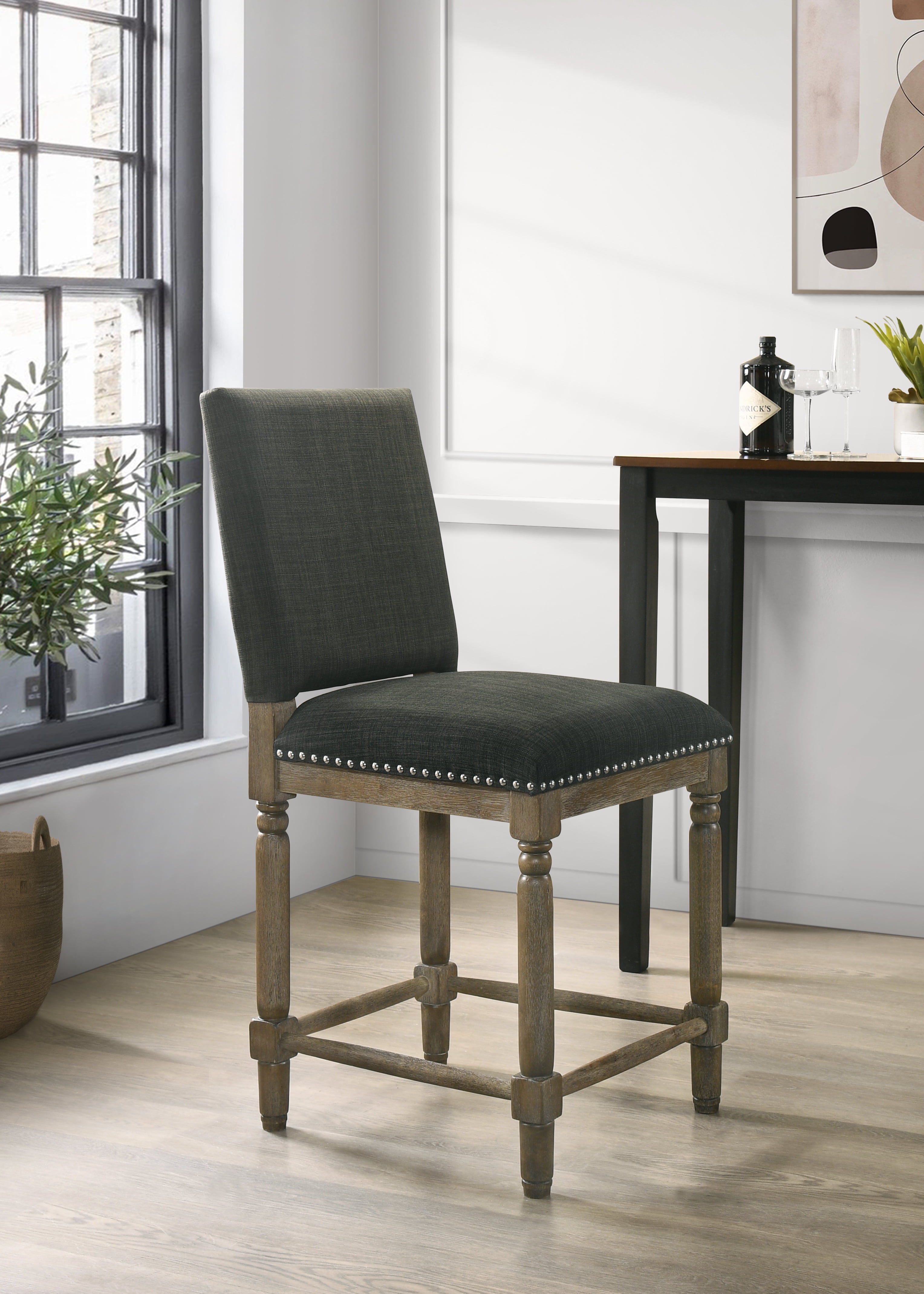 CoSoTower Gray Fabric Counter Height Chair with Nailhead Trim - Walmart.com