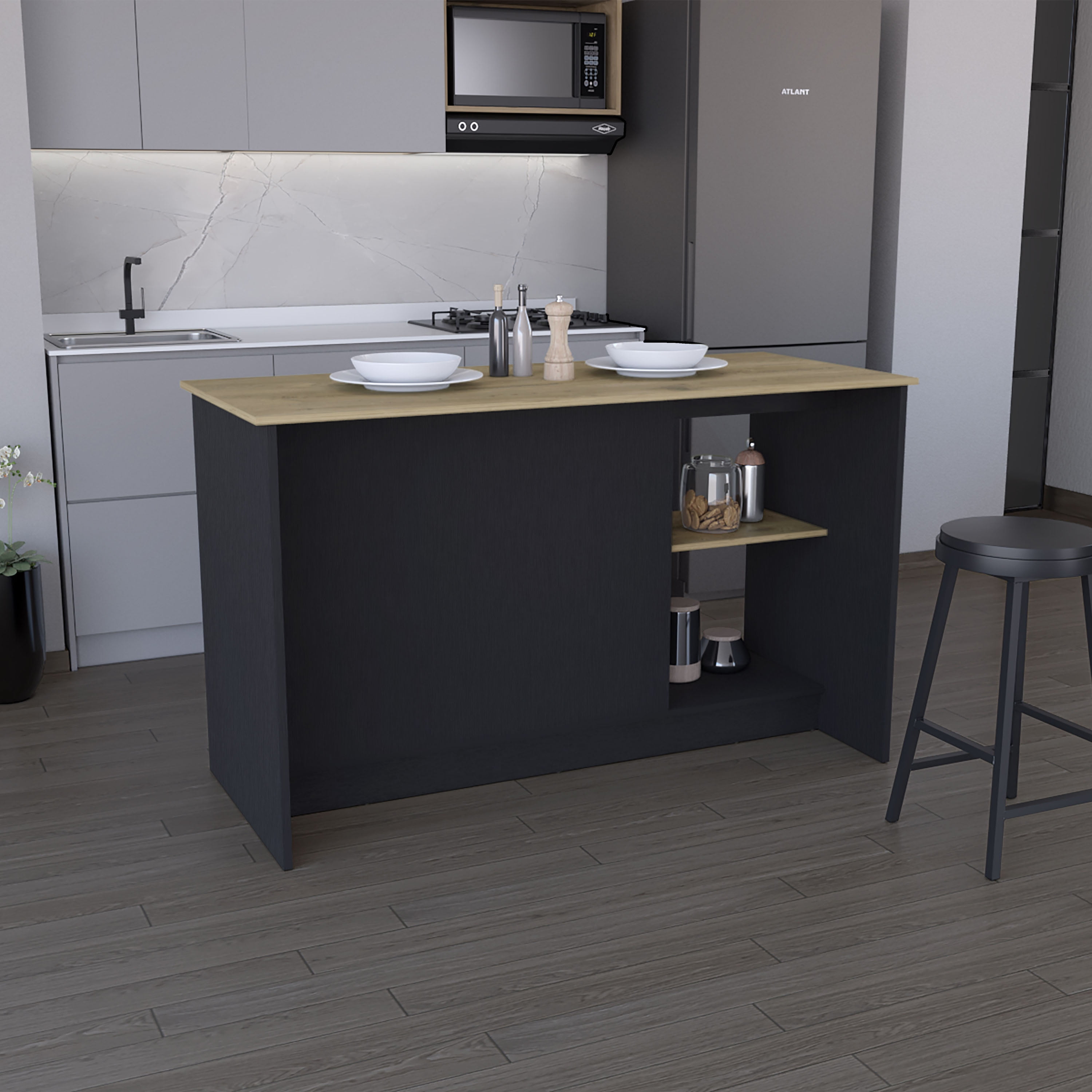 CoSoTower Kitchen Island with Large Countertop, Open Storage Shelves ...
