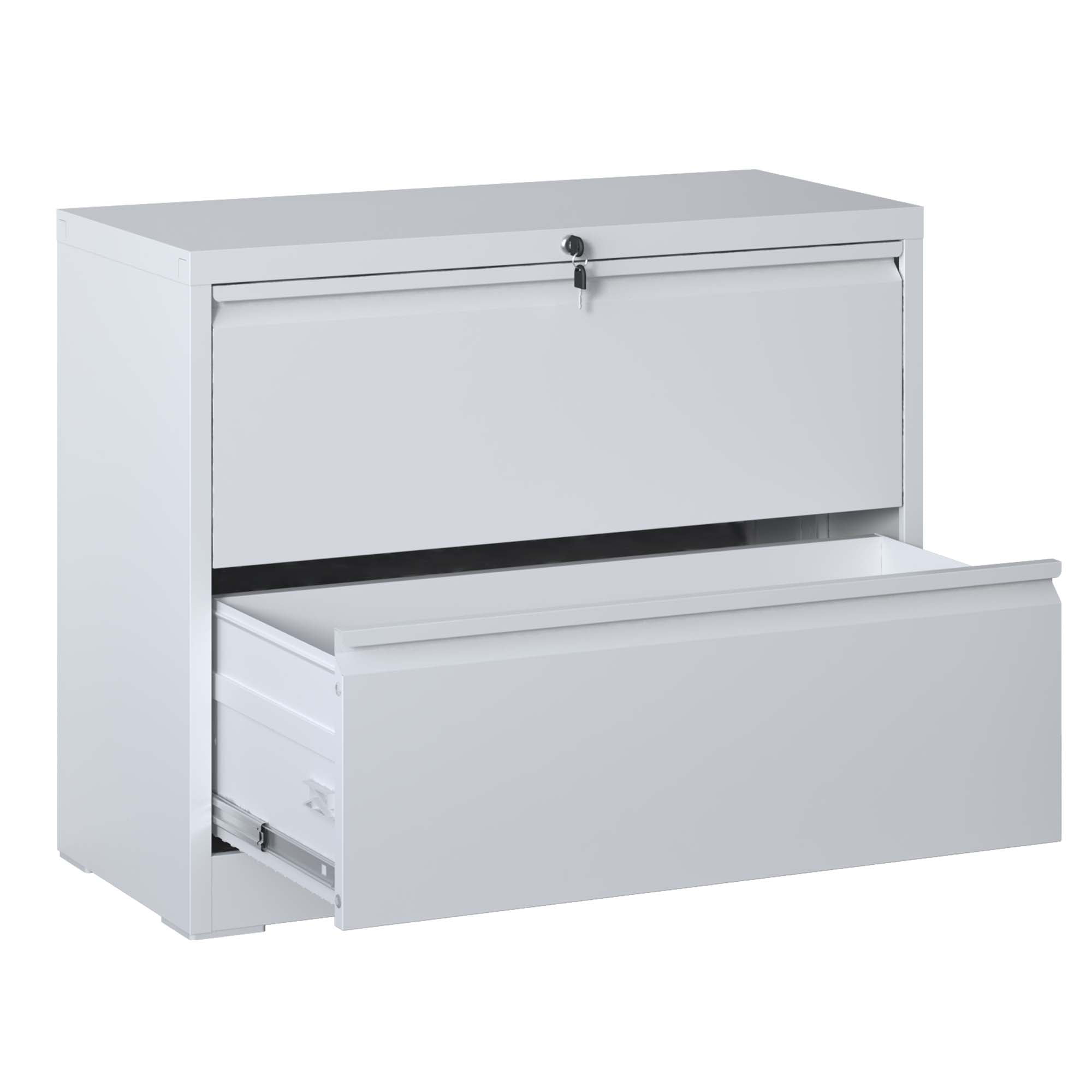 CoSoTower Lateral File Cabinet 2 Drawer, White Filing Cabinet with Lock ...