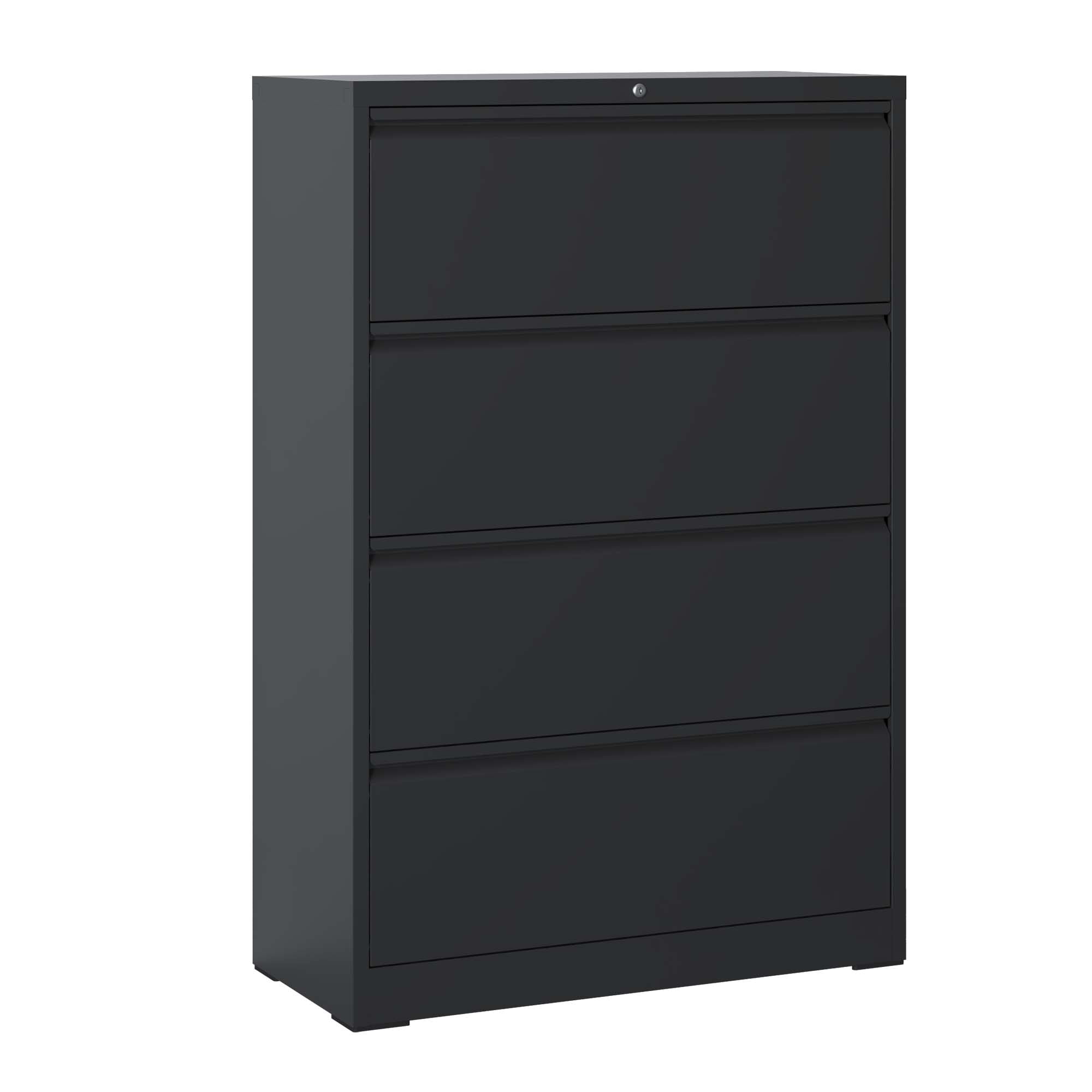 CoSoTower Lateral File Cabinet 4 Drawer, Black Filing Cabinet with Lock ...