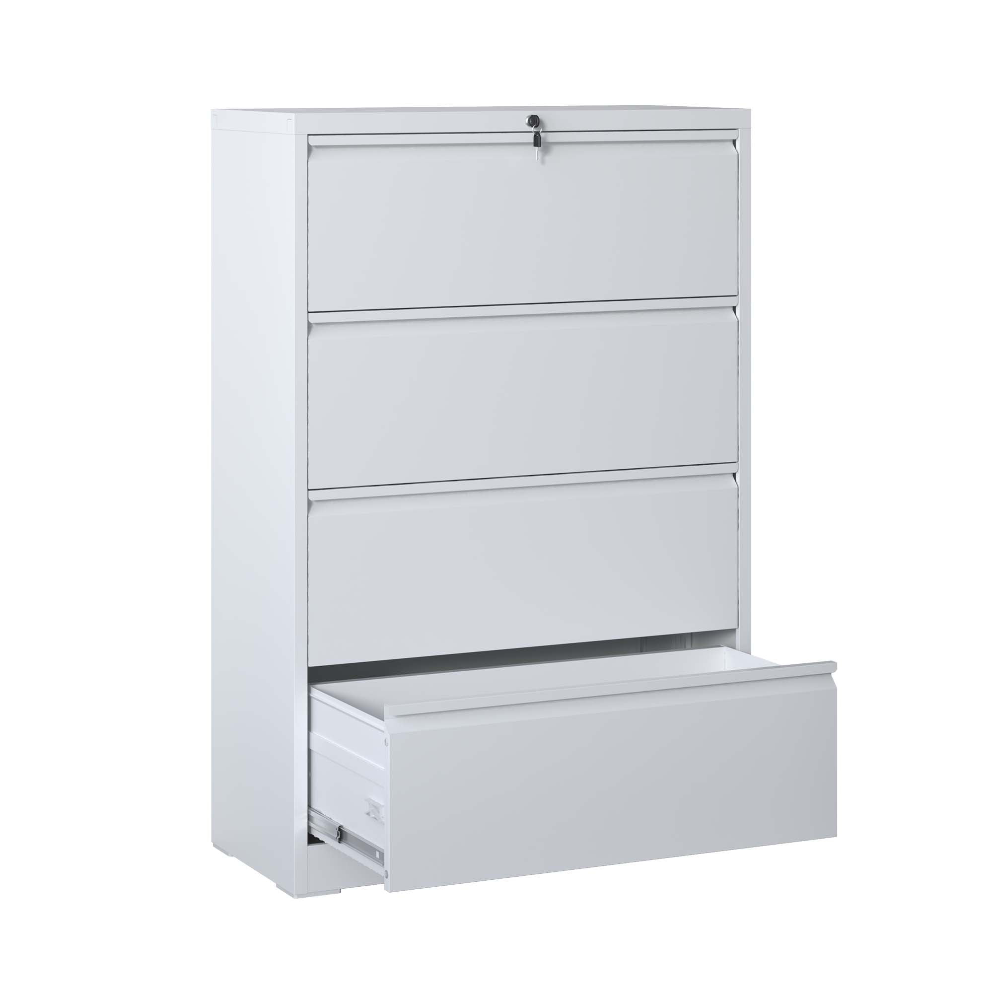 CoSoTower Lateral File Cabinet 4 Drawer, White Filing Cabinet with Lock ...