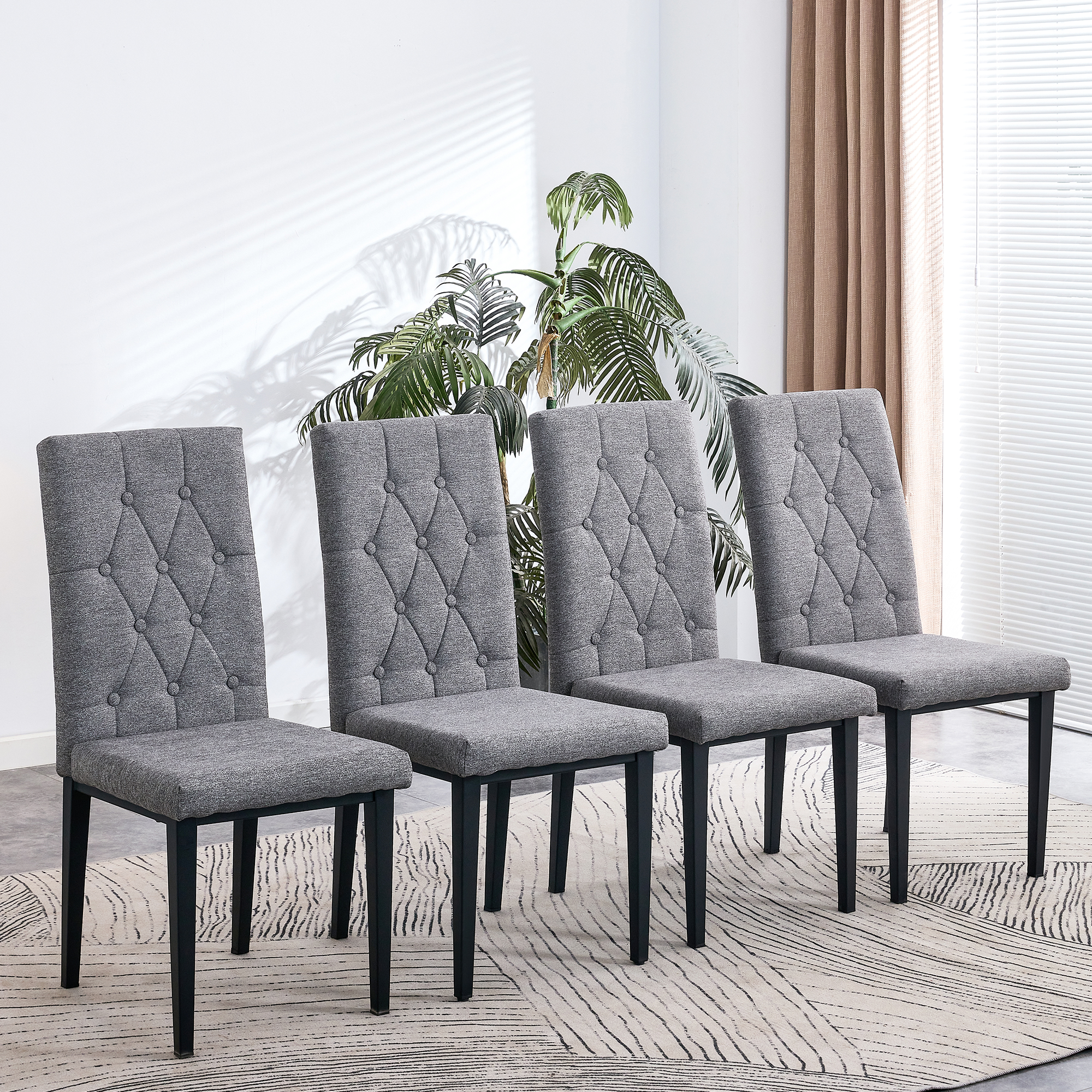 CoSoTower Linen Tufted Dining Room Chairs Set of 4, Accent Diner Chairs ...