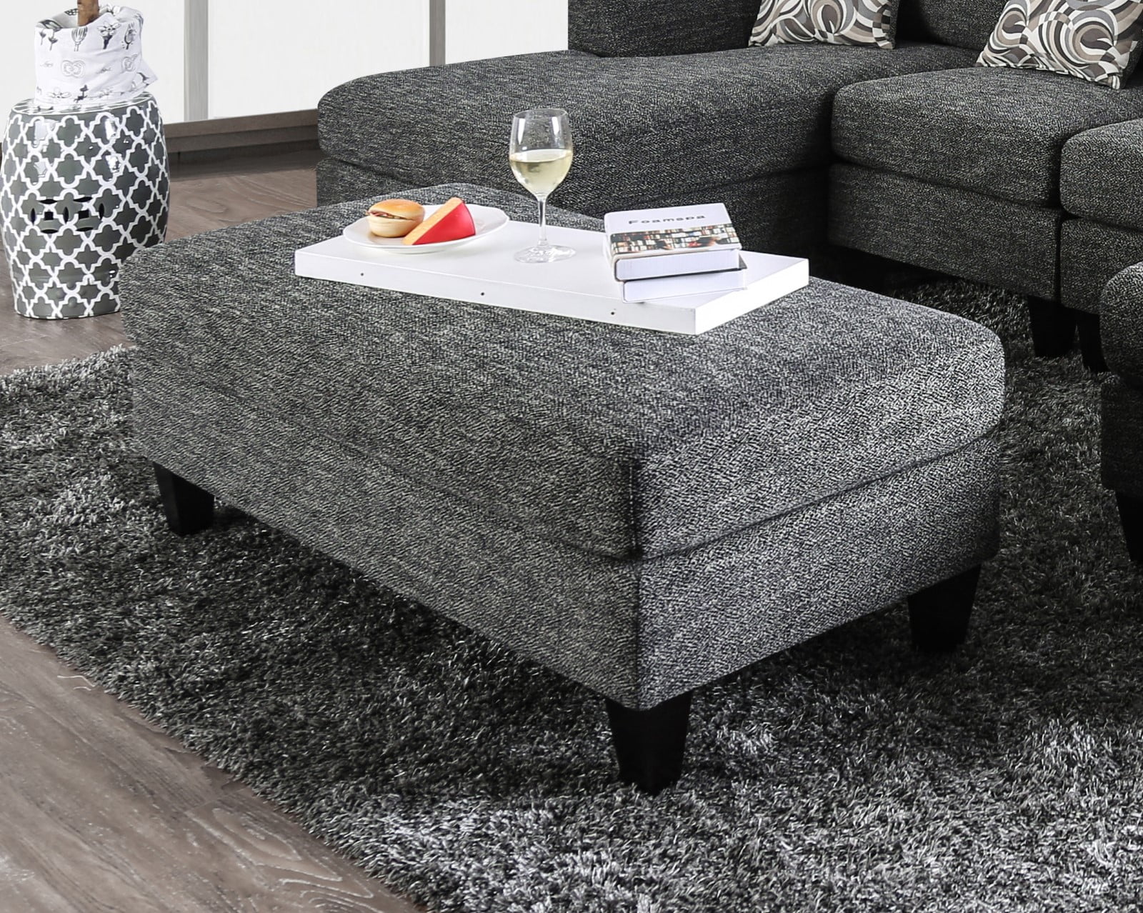 CoSoTower Living Room 1PC Ottoman Transitional Style Chenille Fabric ...