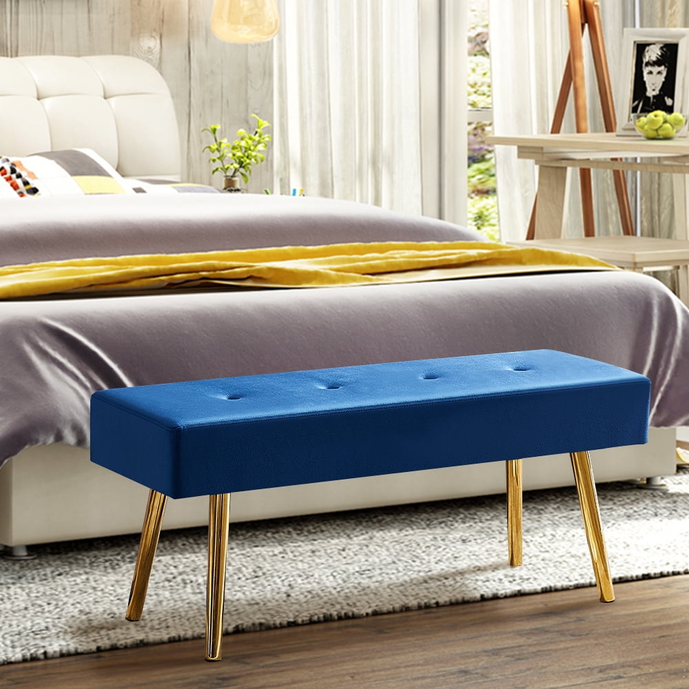 CoSoTower Long Bench Bedroom Bed End Stool Bed Benches Dark Blue Tufted ...