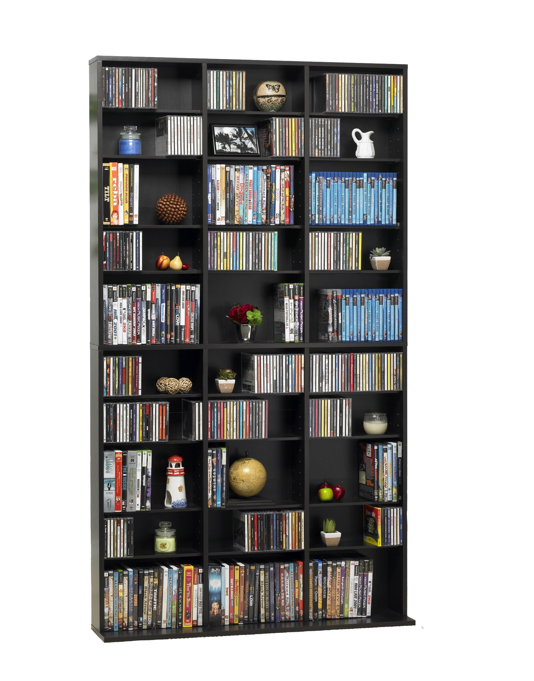 CoSoTower Media Rack CD/DVD Storage Cabinet, Tall Bookcase Display ...