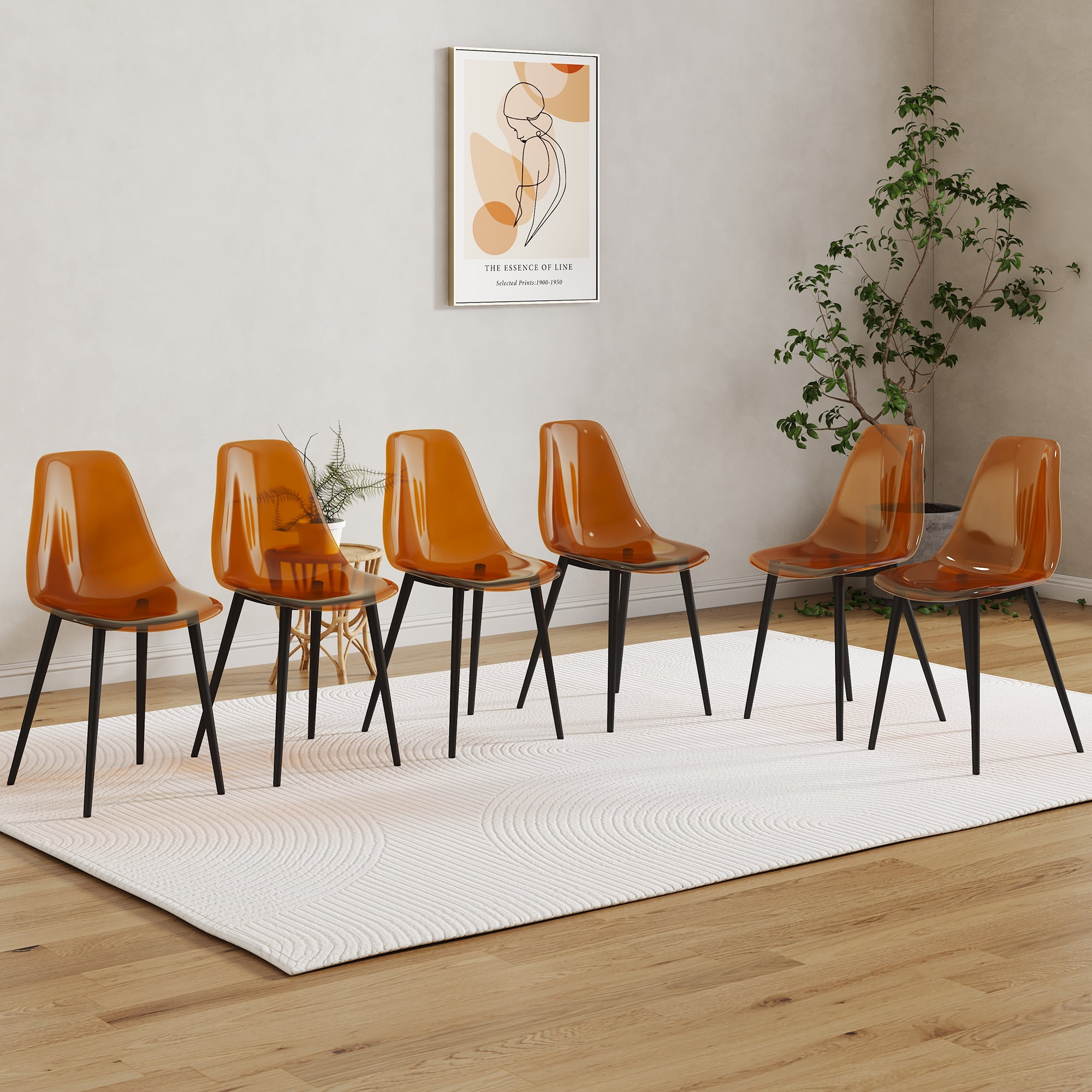 CoSoTower Modern Simple Golden Brown Dining Chair Plastic Chair Armless ...