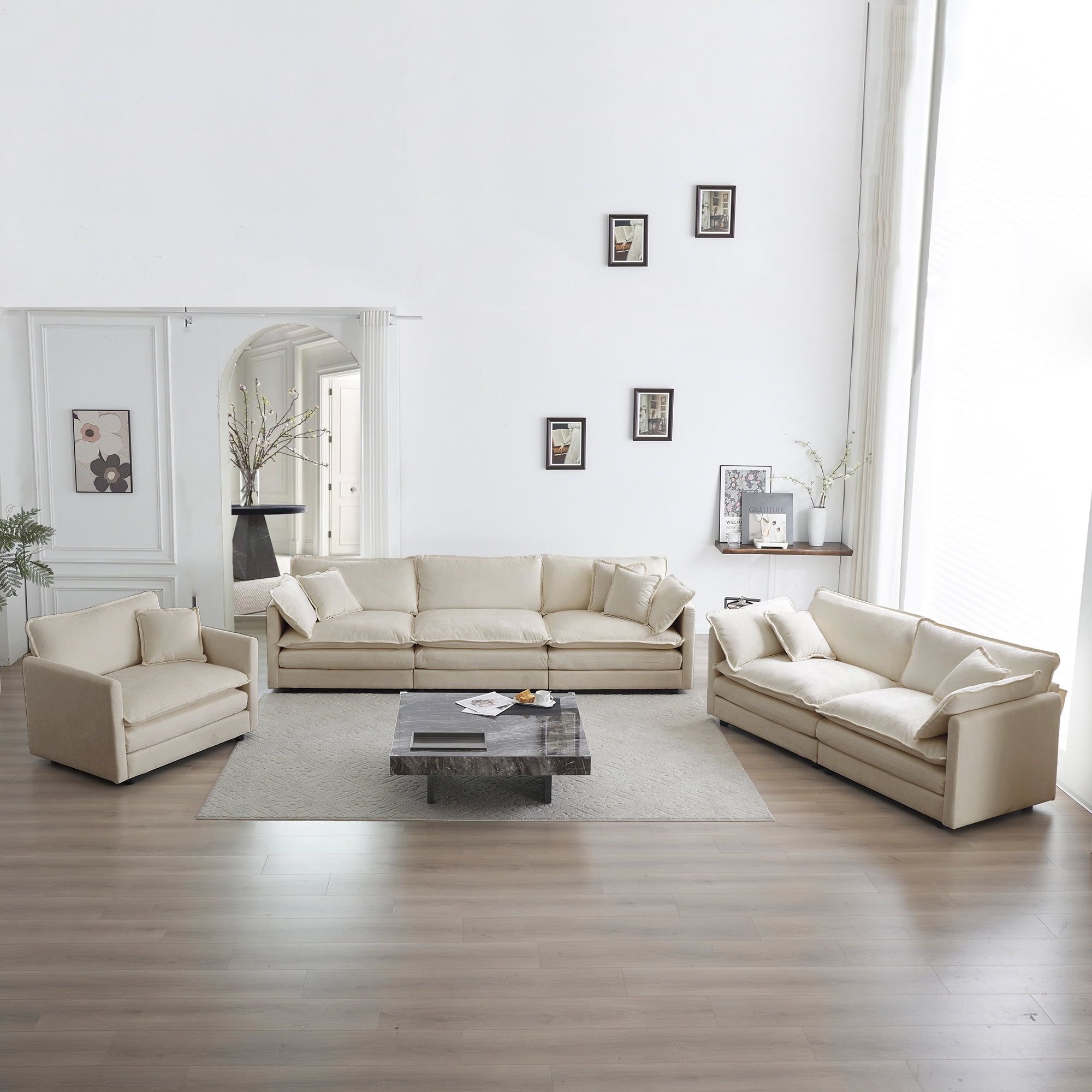 CoSoTower Modern Sofa Couch, 3 Piece Set Extra Deep Seat Sectional Sofa ...