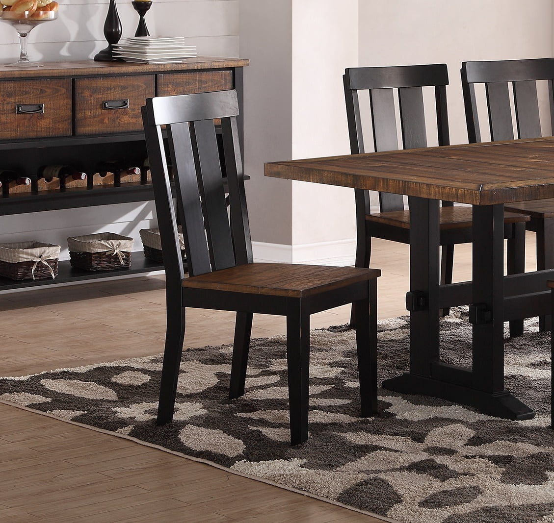 CoSoTower Natural Solid Wood Dark Brown Hues Set of 2 Chairs Dining ...
