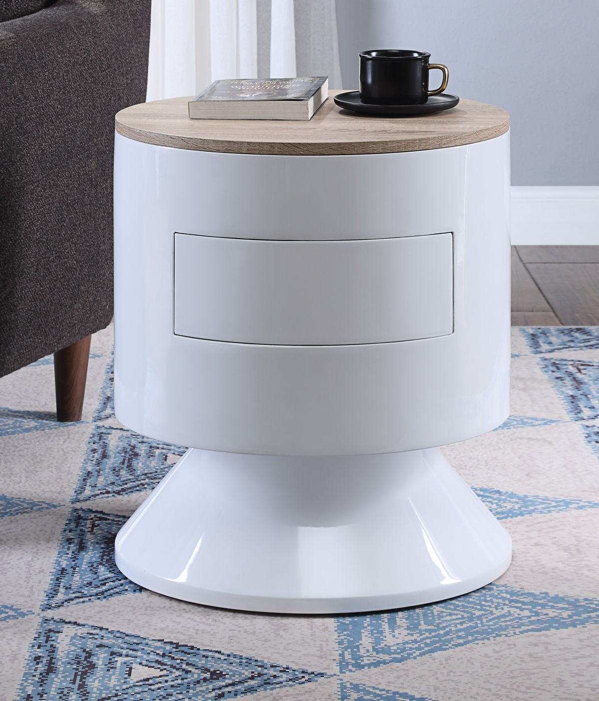 CoSoTower Night Table, White High Gloss - Walmart.com