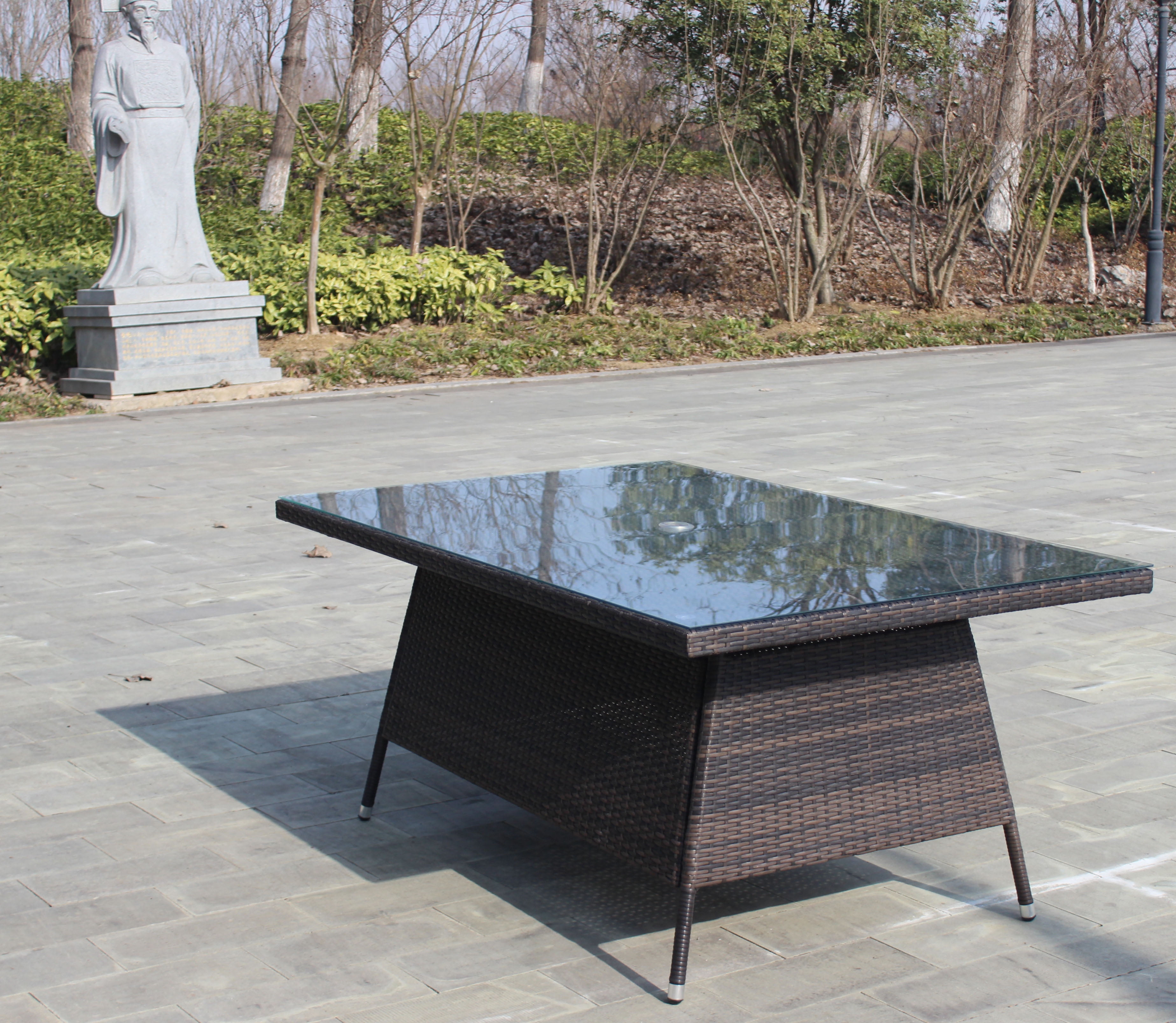 CoSoTower Outdoor Patio Furniture Rectangular Dining Table With Clear ...