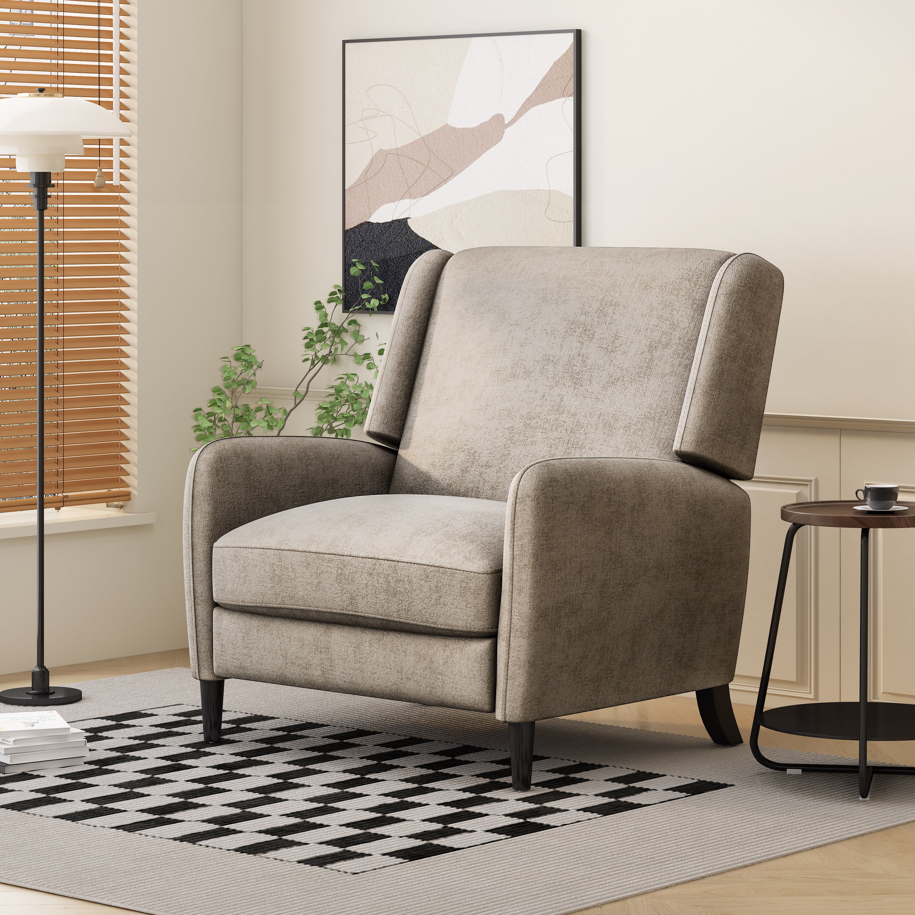 CoSoTower Oversized Textured Fabric Pushback Recliner Dark Beige and ...