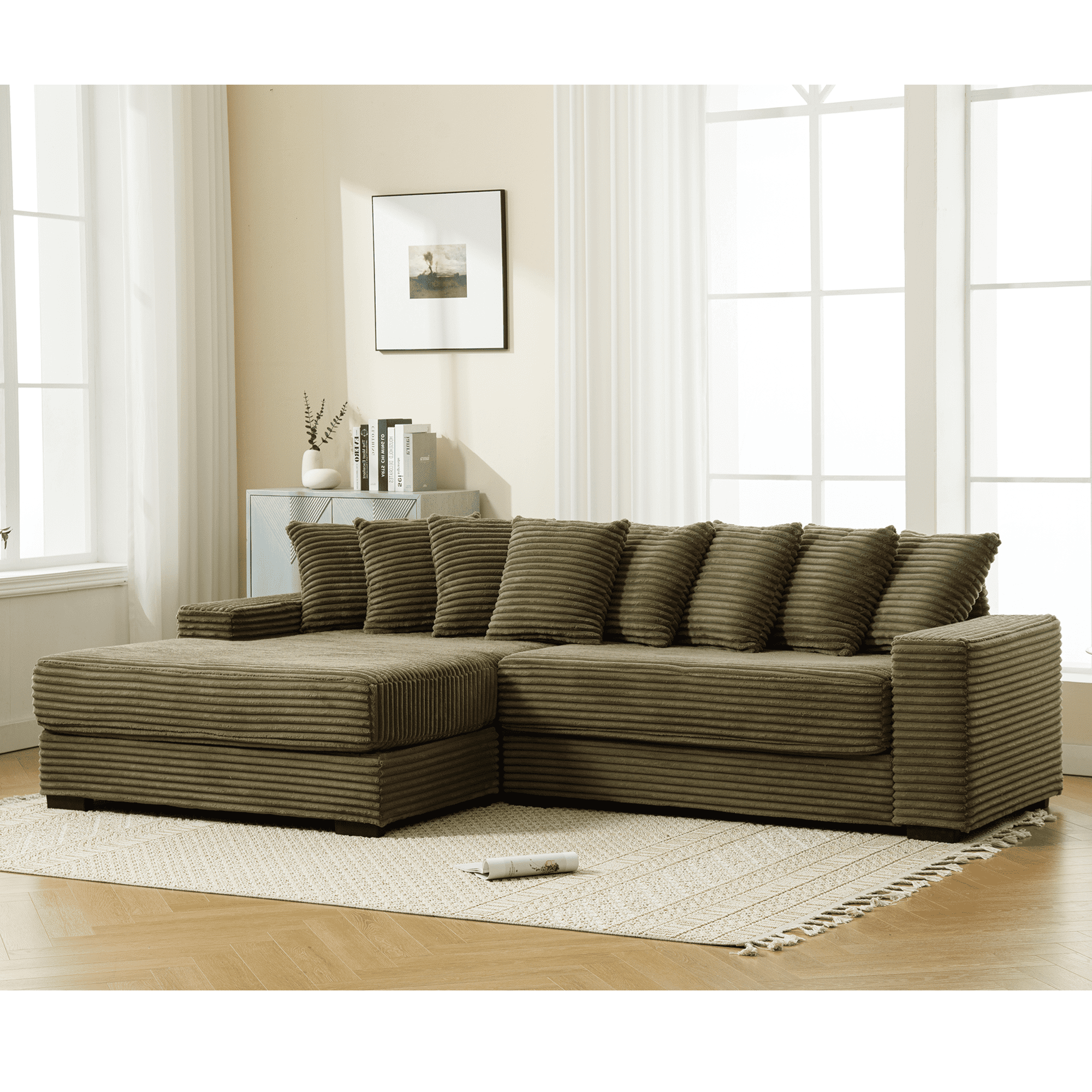 CoSoTower Oversized Two-Piece Couches, L Shaped Sofa, Corduroy, Left ...
