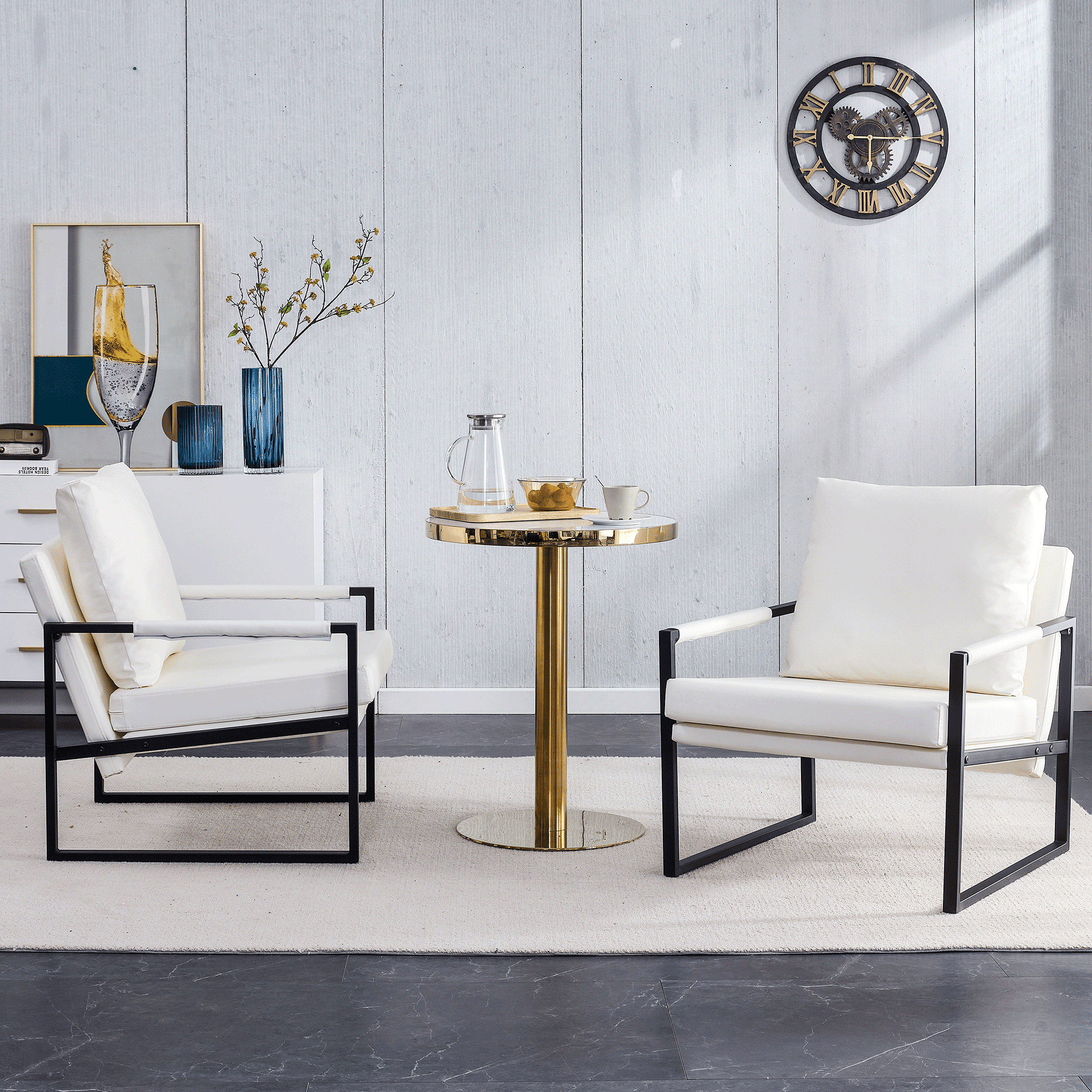 CoSoTower PU Leather Accent Arm Chair Mid Century Upholstered Armchair ...
