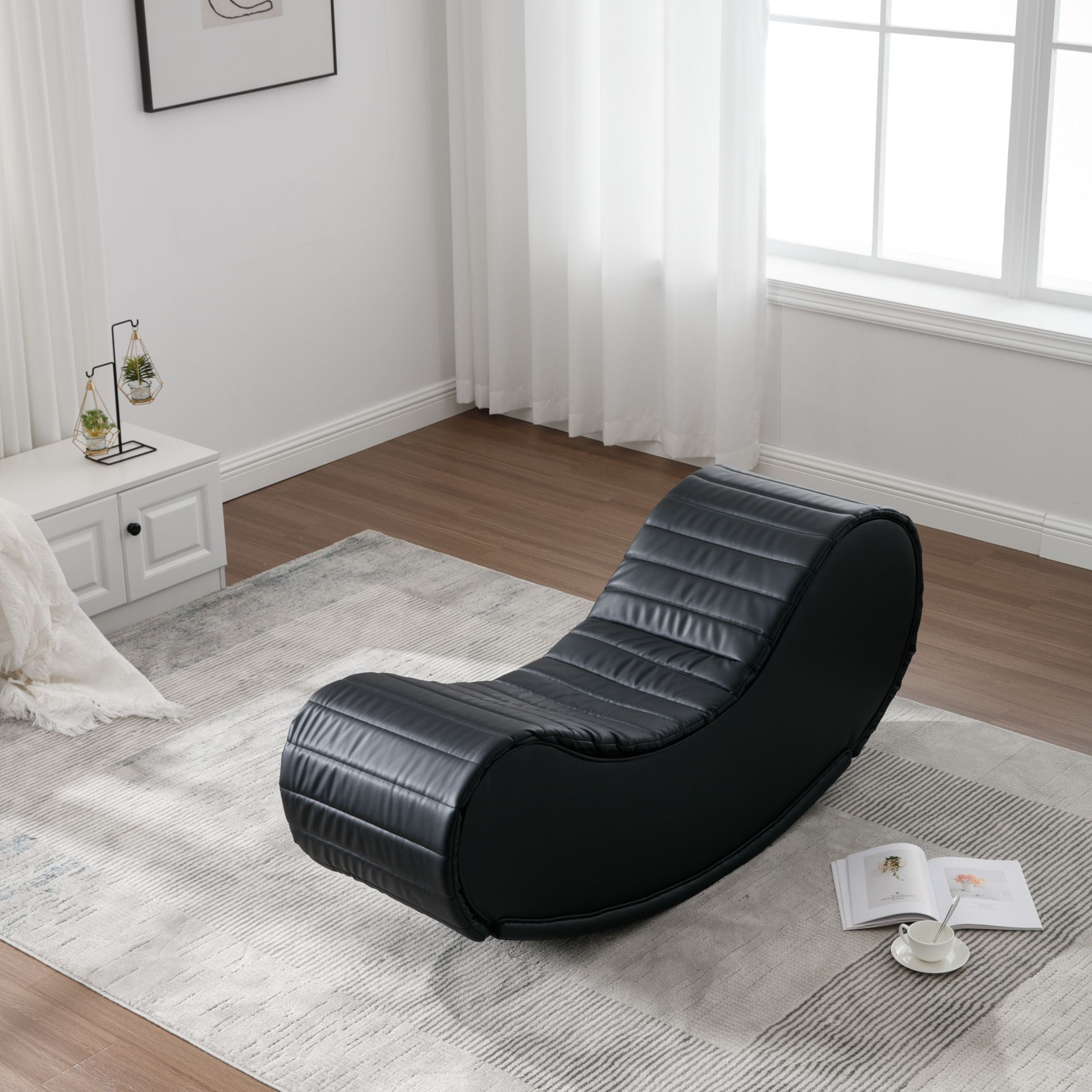 CoSoTower Rocking Leisure Bench,Relax Yoga Chaise, Modern Faux Leather ...