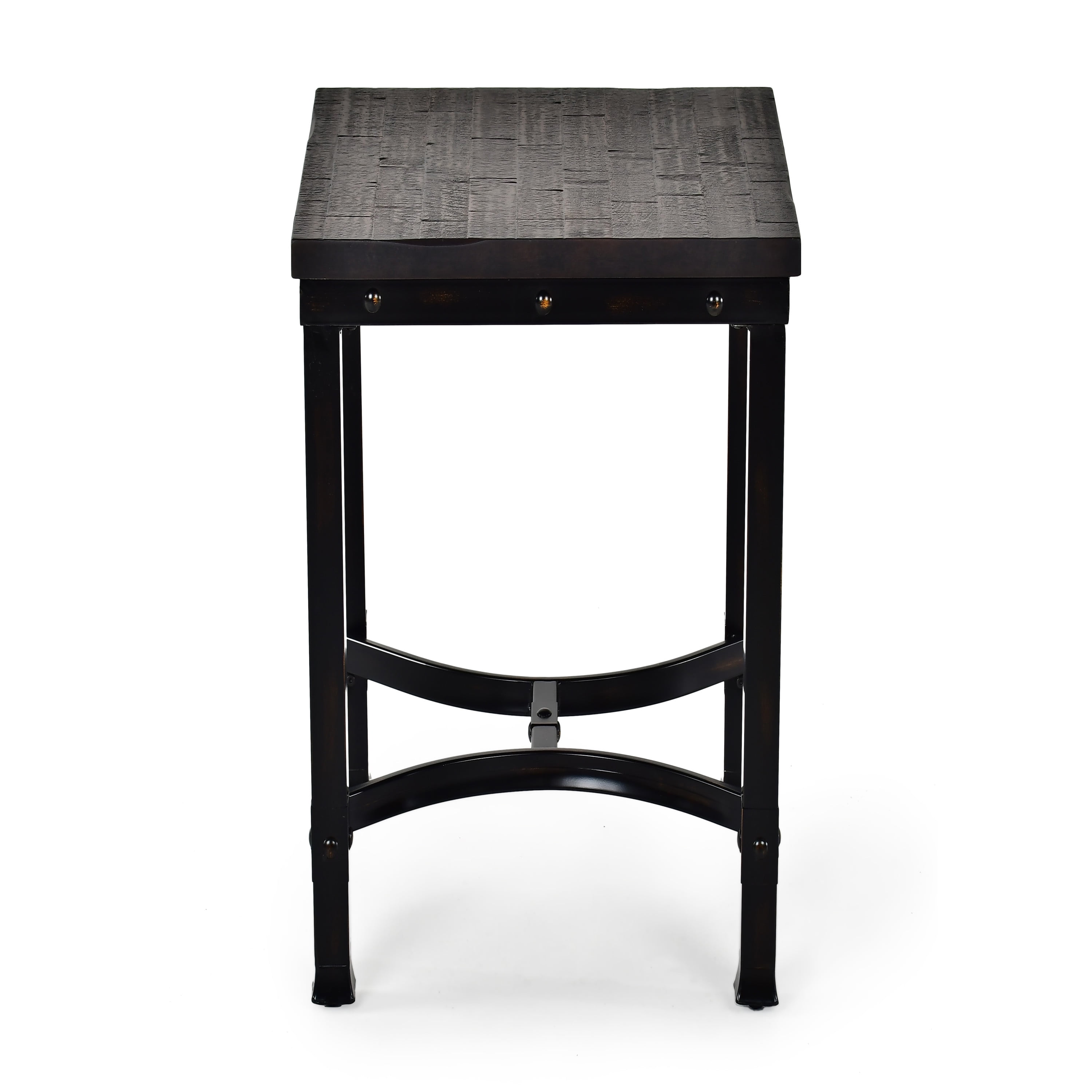 CoSoTower Rustic Square End Table - Aged Butcher Block Style Surface ...