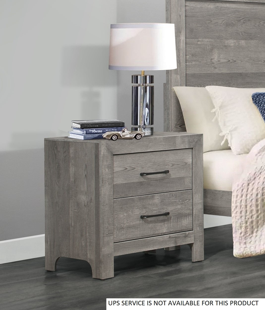 CoSoTower Rustic Style Gray Finish 1Pc Nightstand of 2X Drawers ...