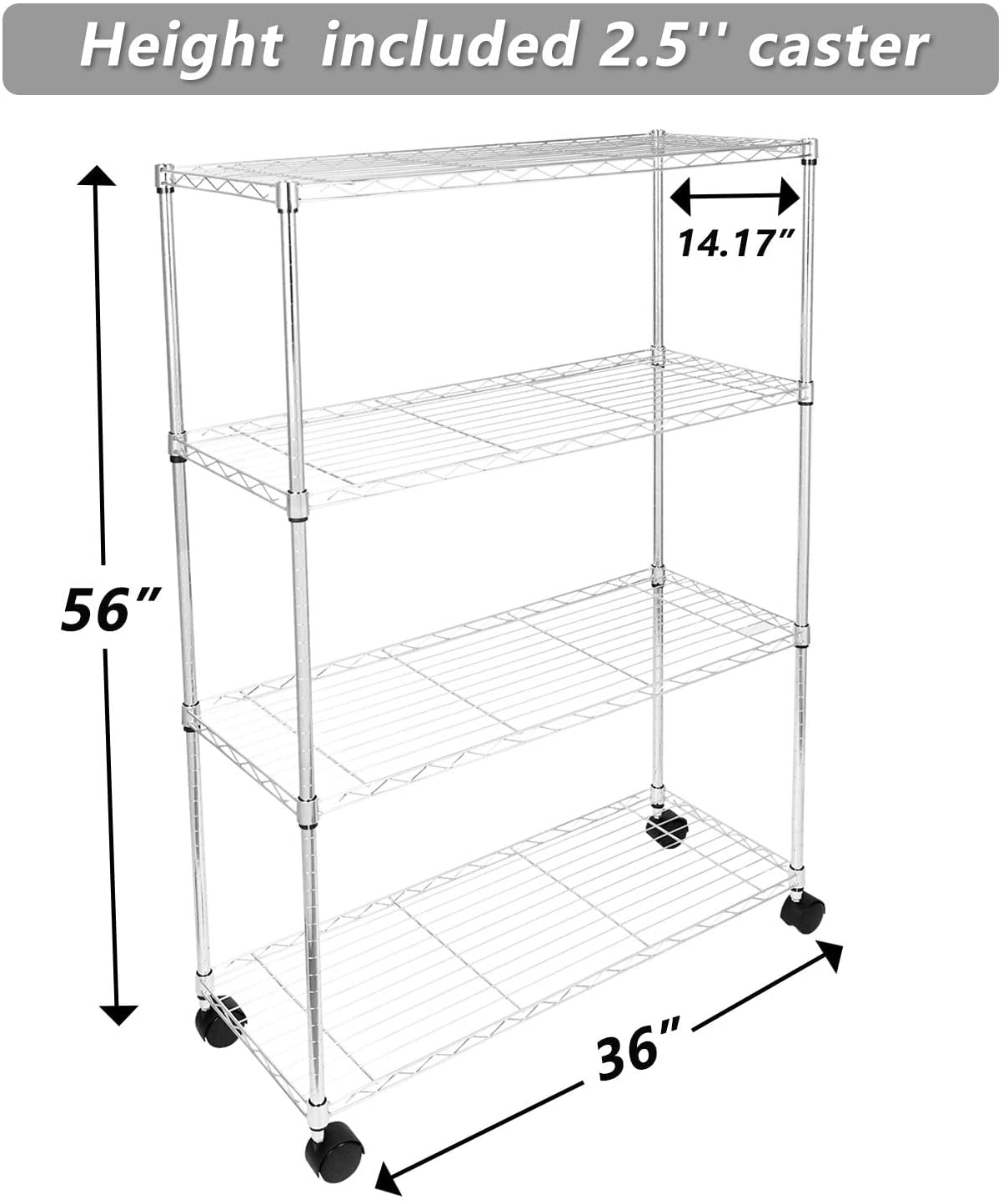 CoSoTower Simple Deluxe Heavy Duty 4-Shelf Shelving Unit With Wheel And ...