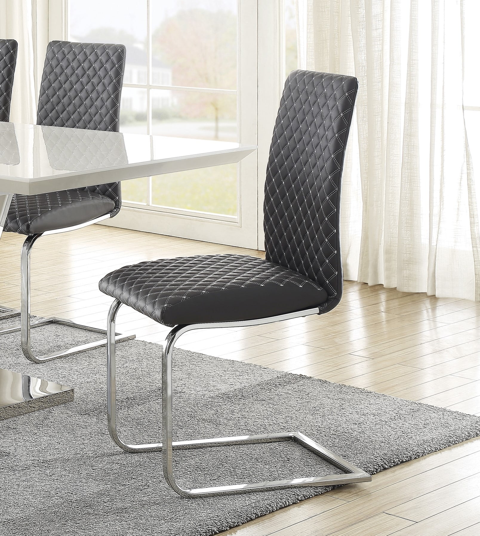 CoSoTower Sleek Contemporary Style Side Chairs Set of 2, Gray Faux ...
