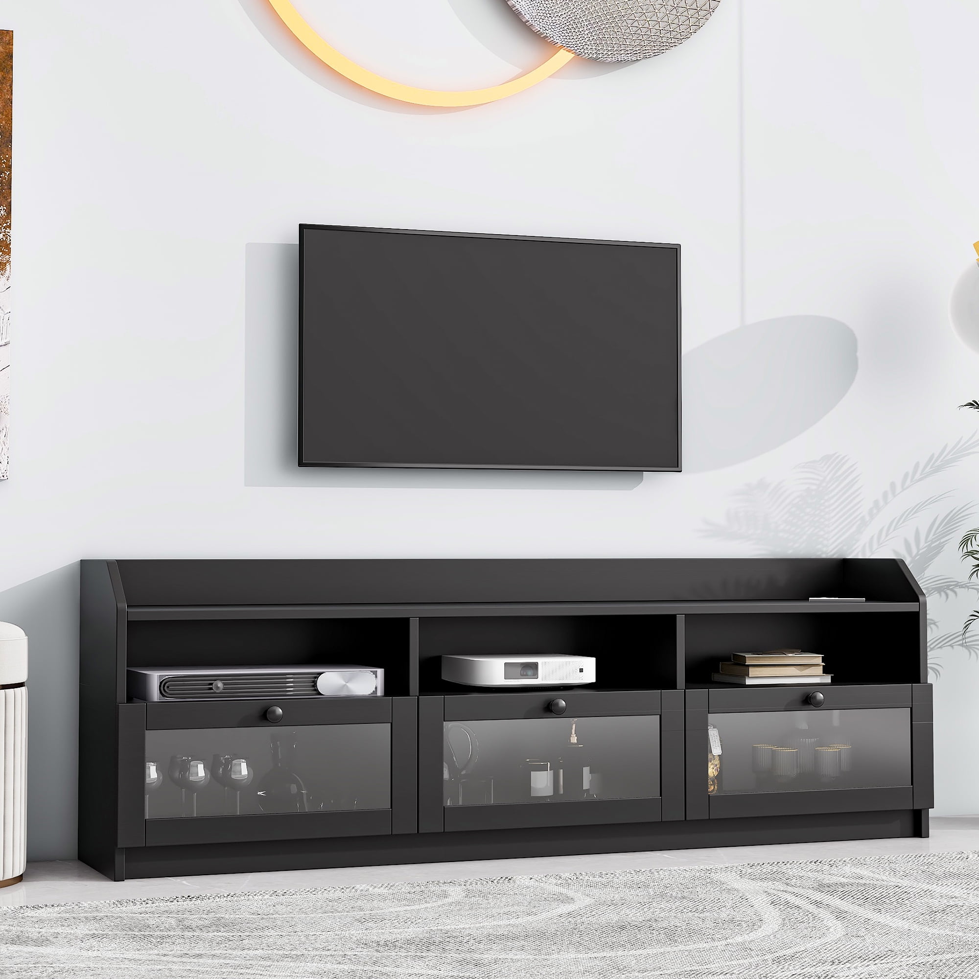 CoSoTower Sleek & Modern Design TV Stand with Acrylic Board Door, Chic ...