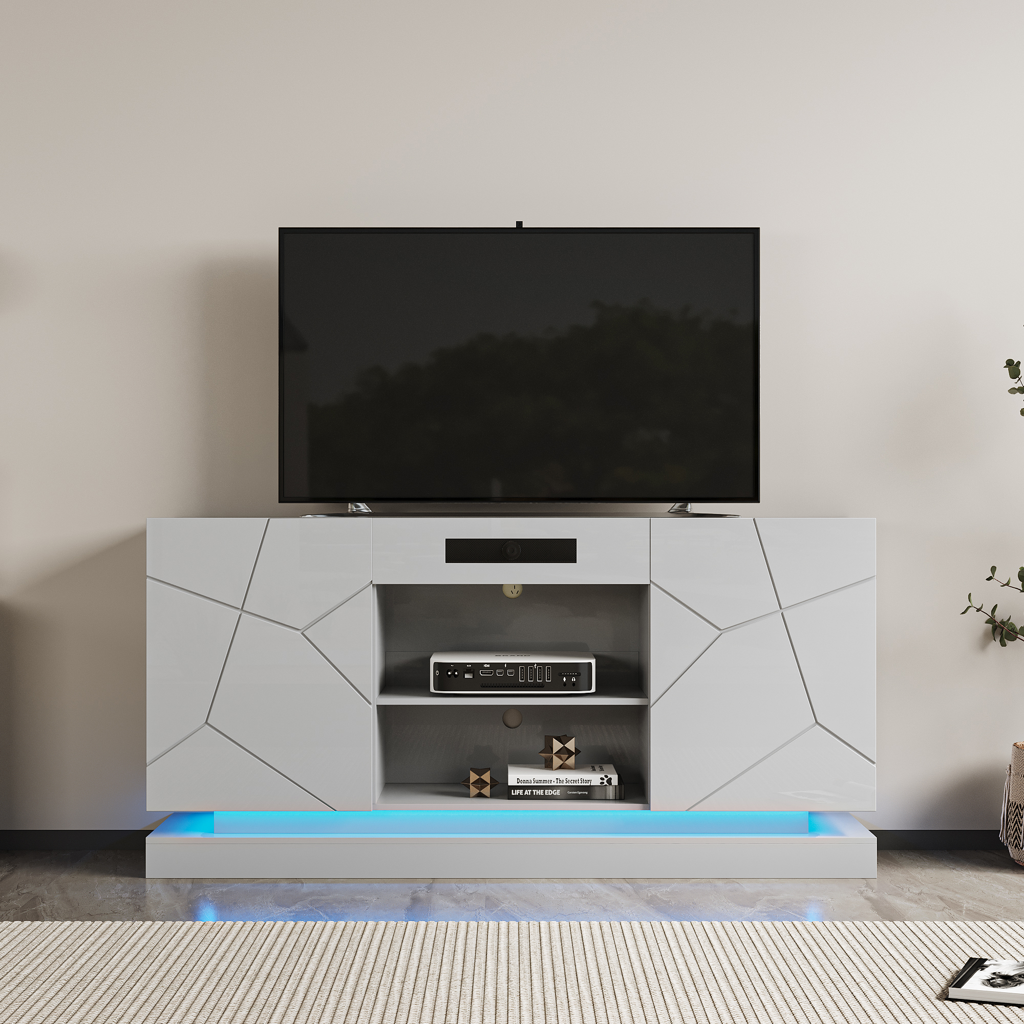 CoSoTower TV Cabinet , TV Stand with Bluetooth Speaker , Modern LED TV ...