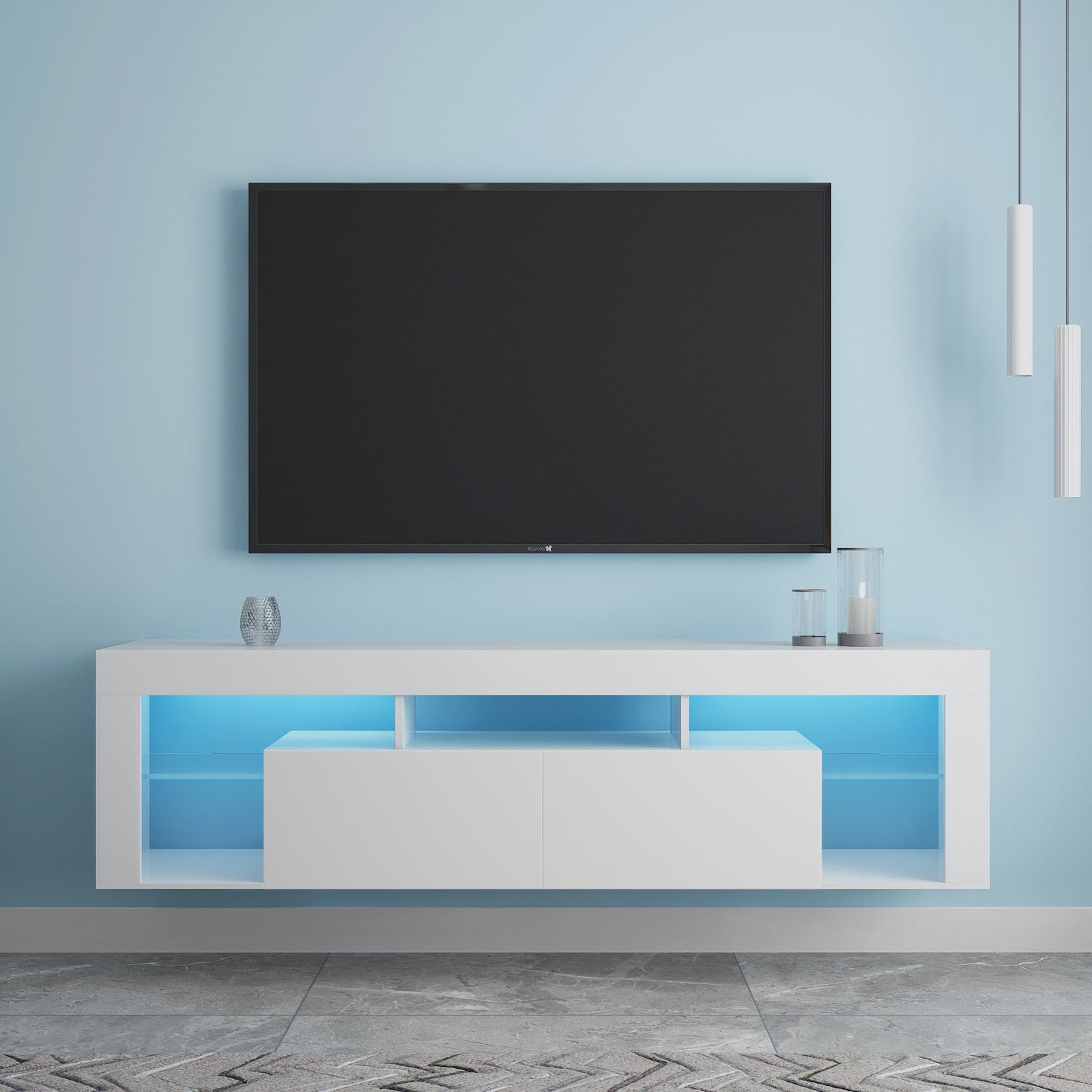 CoSoTower TV Stand 160 LED Wall Mounted Floating 63" TV Stand, White ...