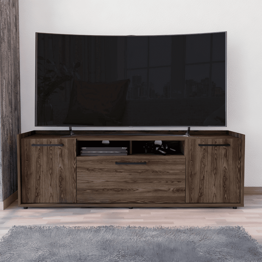 CoSoTower TV Stand for TV's Up 55" Dext, One Cabinet, Double Door, Dark ...