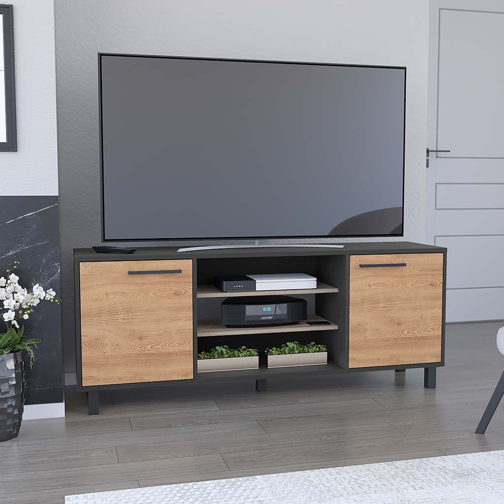 CoSoTower TV Stand for TV's Up 55" Washington, Four Shelves, Black ...