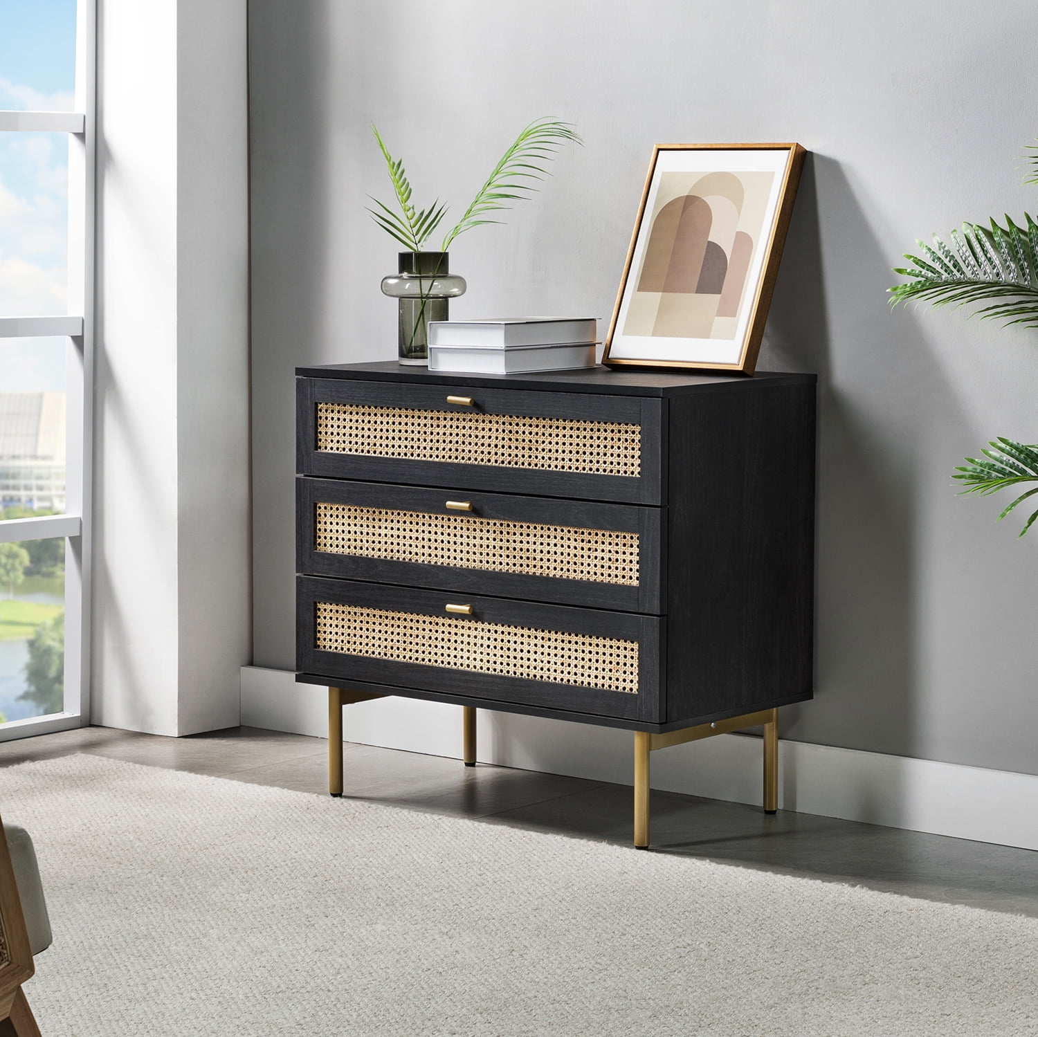 CoSoTower Tall 3-Drawer Bachelor Chest Black - Walmart.com