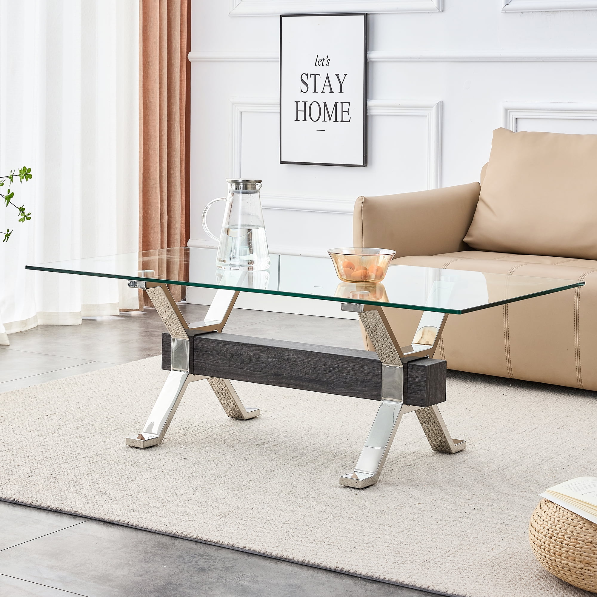 CoSoTower Tea Table.Dining Table.Contemporary Tempered Glass Coffee ...