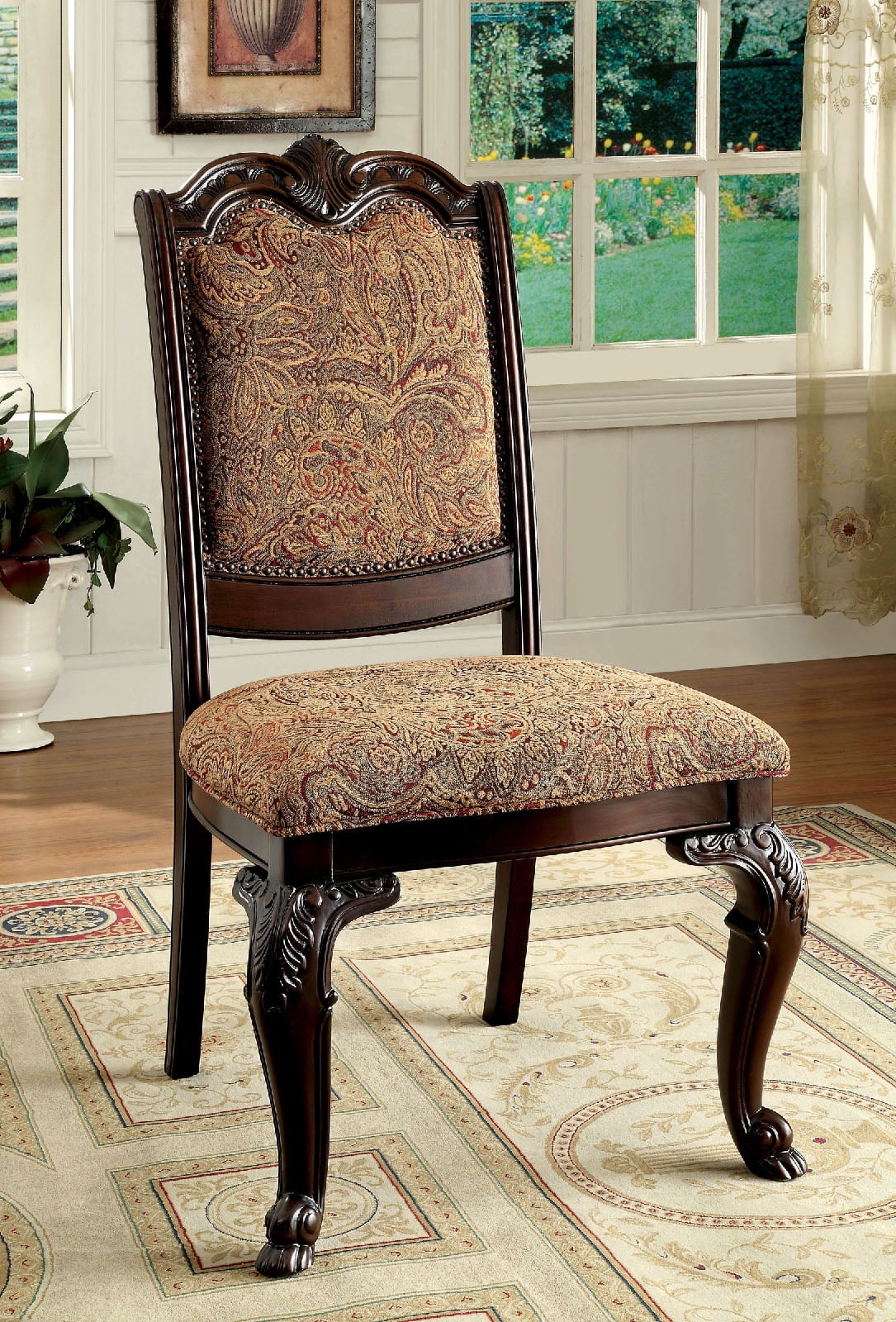 CoSoTower Traditional Formal Set of 2 Side Chairs Brown Cherry Solid ...