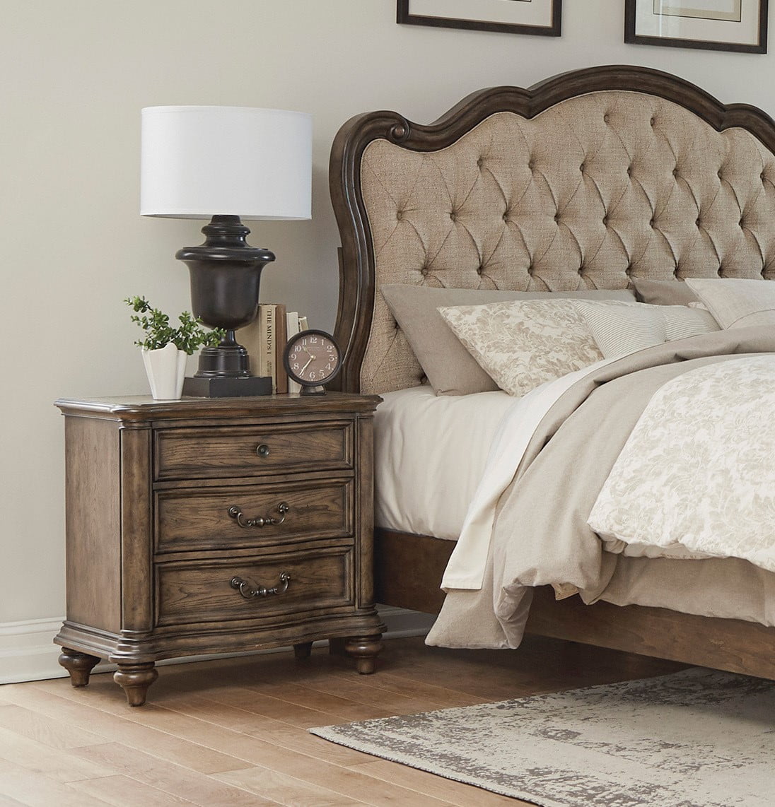 CoSoTower Traditional Nightstand of 3 Drawers Brown Oak Finish 1Pc ...