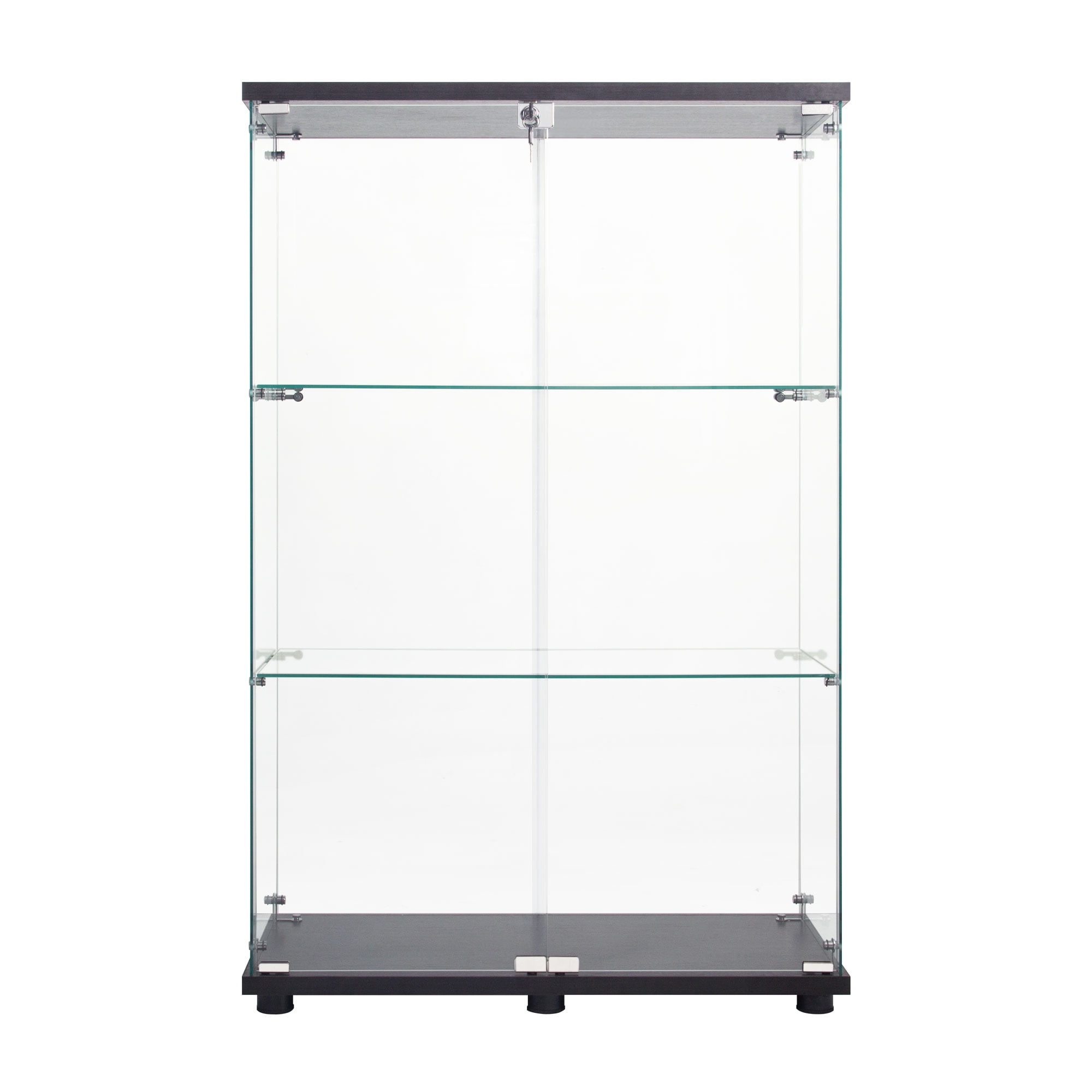 CoSoTower Two Door Glass Cabinet Glass Display Cabinet with 3 Shelves ...