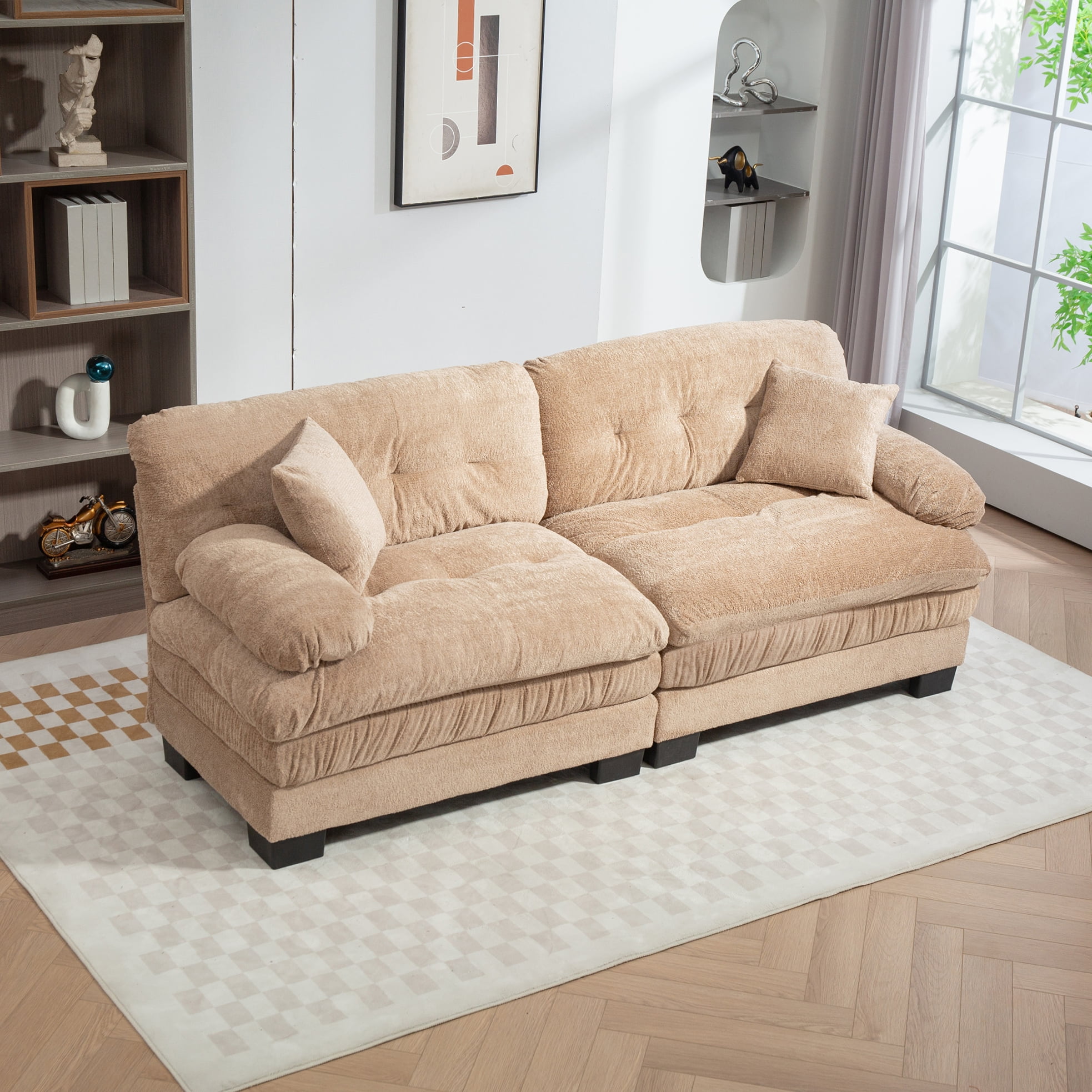 CoSoTower Two-Seat Sectional Sofa Modular Deep Seat Sofa Couch Chenille ...
