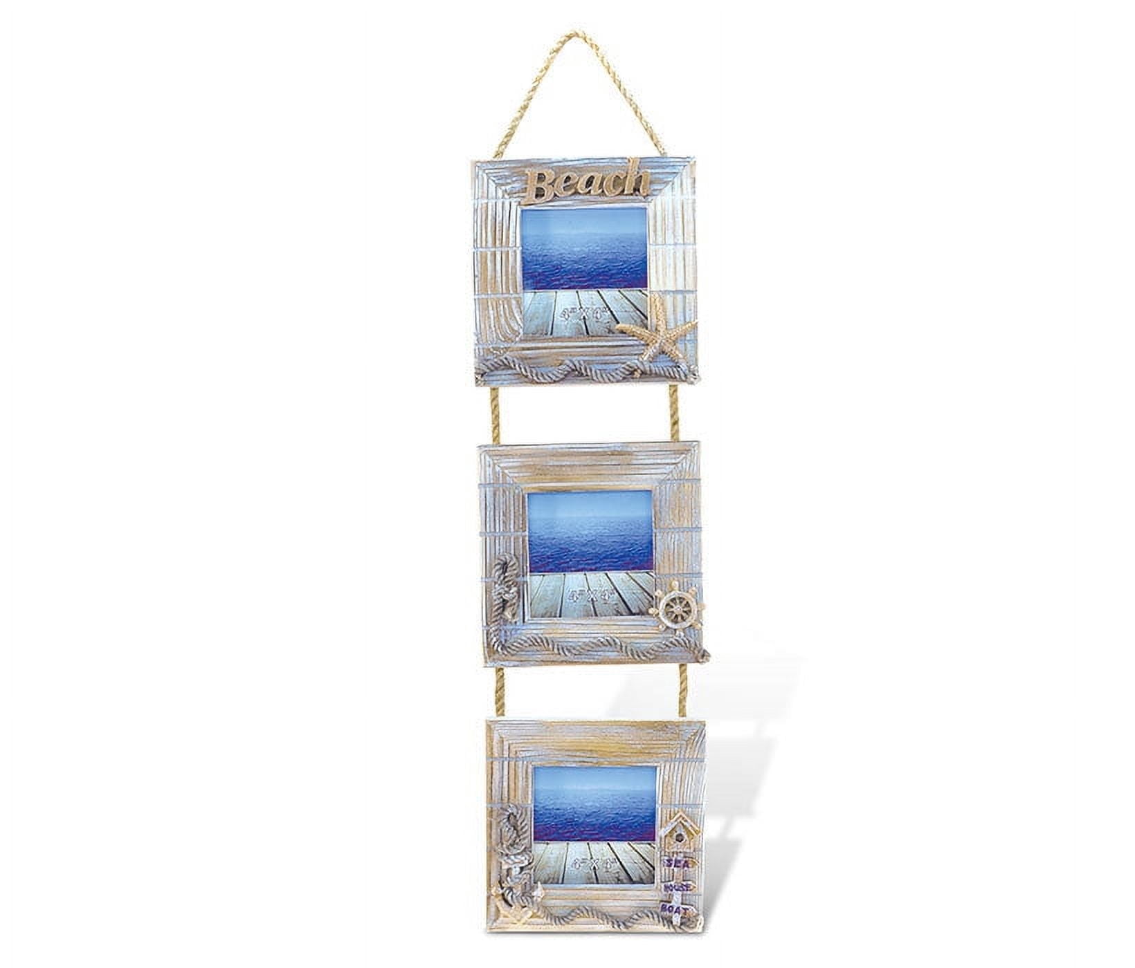 CoTa Global Baja Triple Hanging Wall Frames - 4x4 White Distressed Wood ...