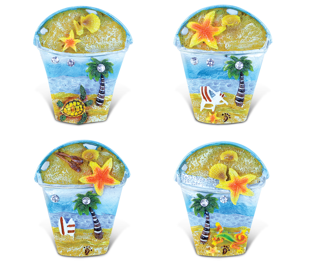 CoTa Global Beach Bucket Refrigerator Silver Beach Magnets Set of 4 ...