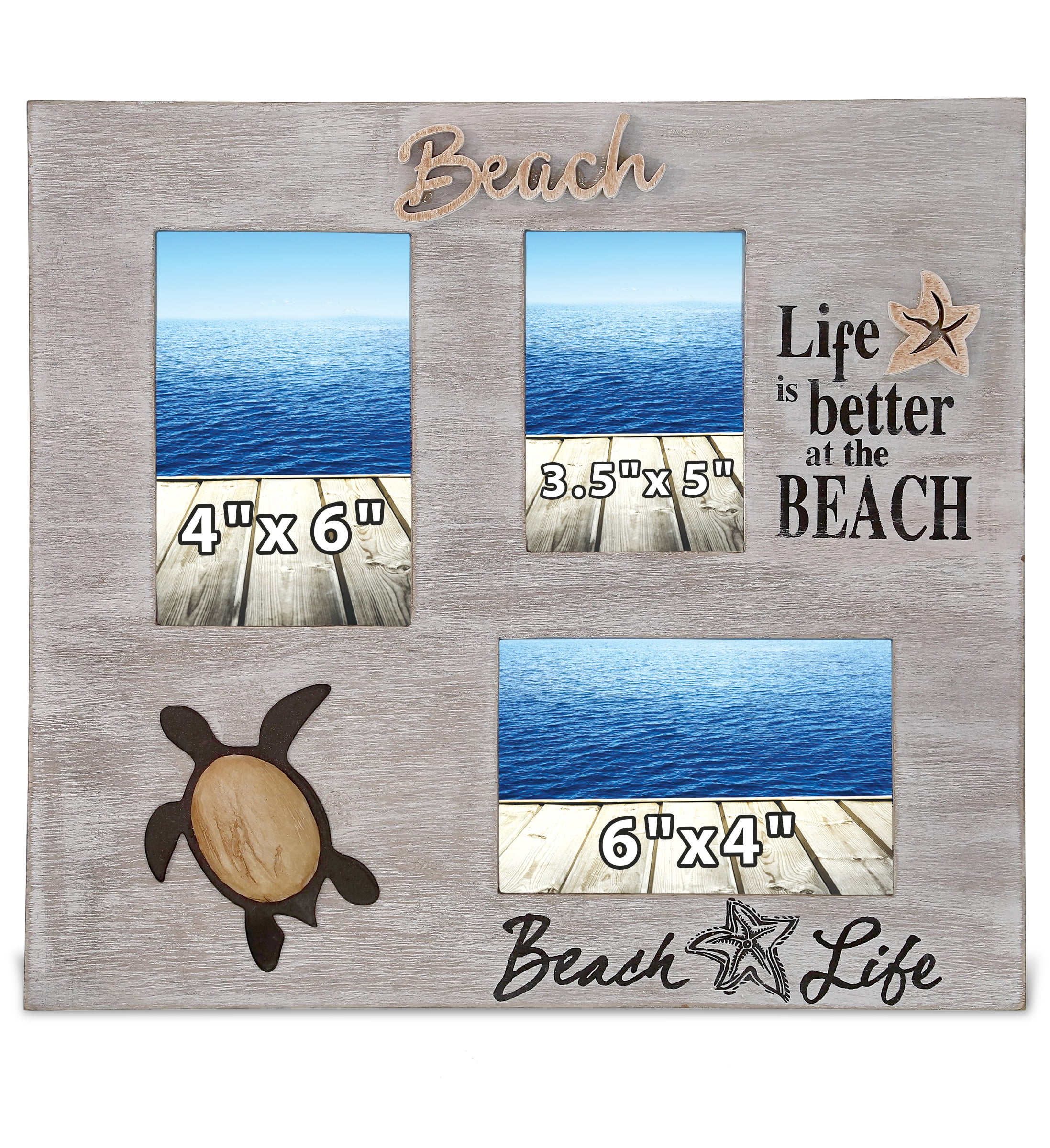 CoTa Global Coastal Sea Turtle Multi Photo Frame - White Distressed ...