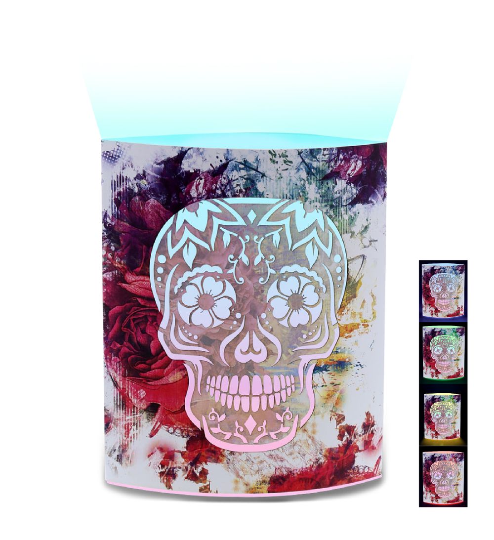 Lightahead® LED Glitter Skull Lamp Color Changing Night Light Halloween ...