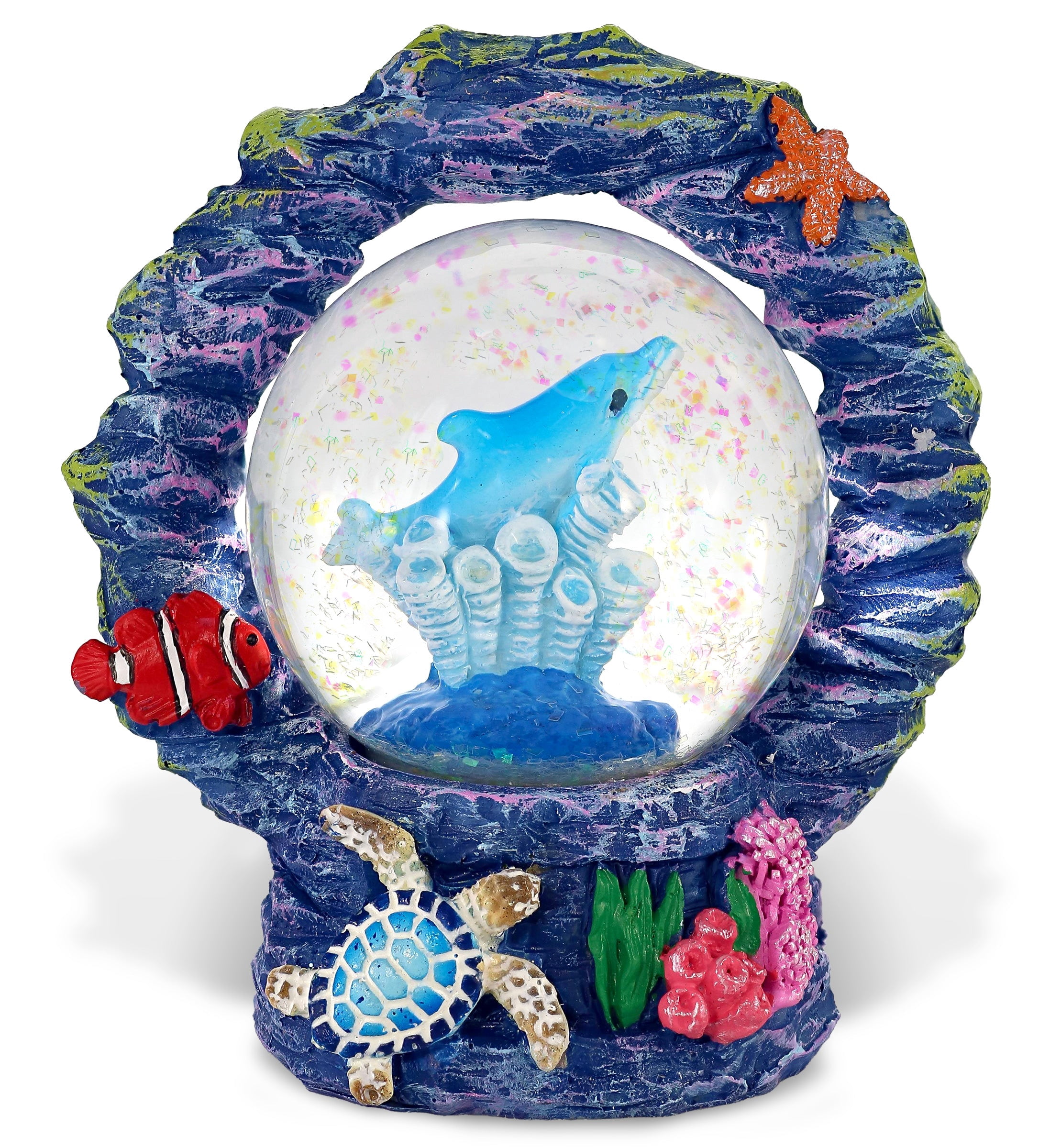 CoTa Global Dolphin Coral Snow Globe Decor - Elegant Pink Sparkle ...