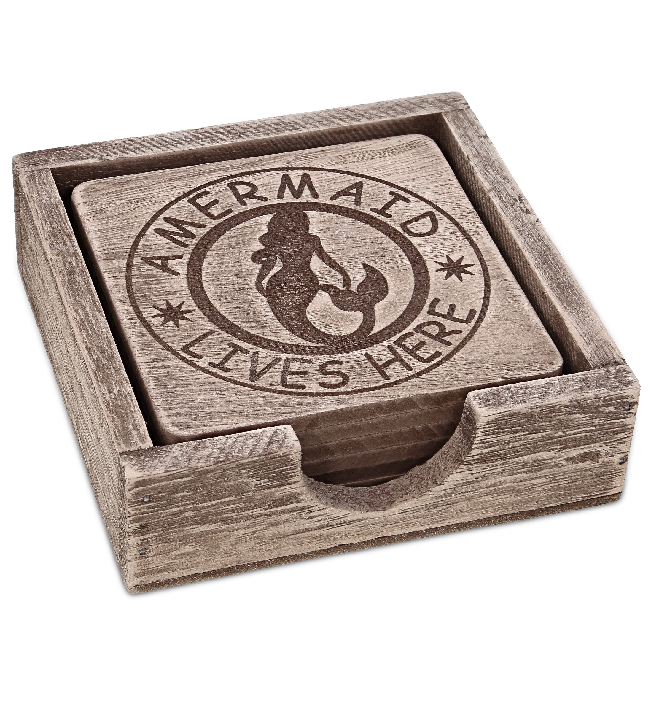 CoTa Global Driftwood Mermaid Coasters Set of 6 - Decorative Table Top ...