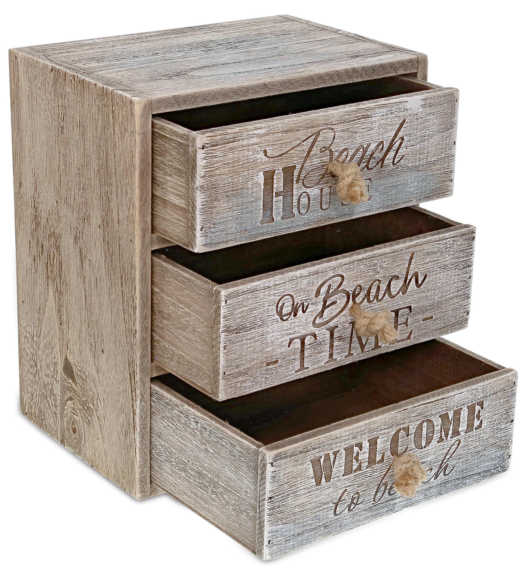 CoTa Global Driftwood Nautical 3 Drawer Storage Organizer - Wood 3 Tier ...