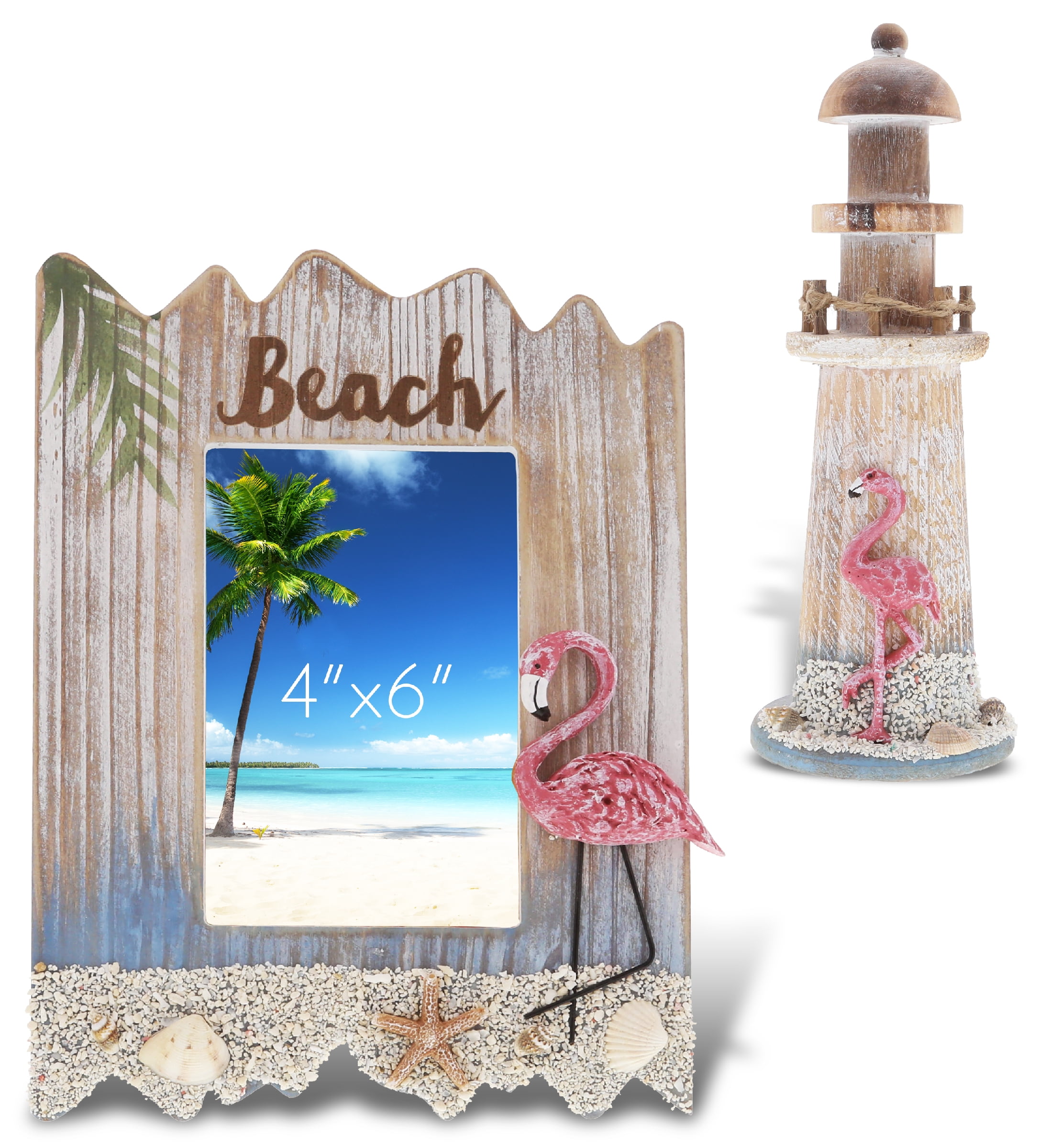 CoTa Global Flamingo Beach Nautical Decorations Set of 2 – White ...
