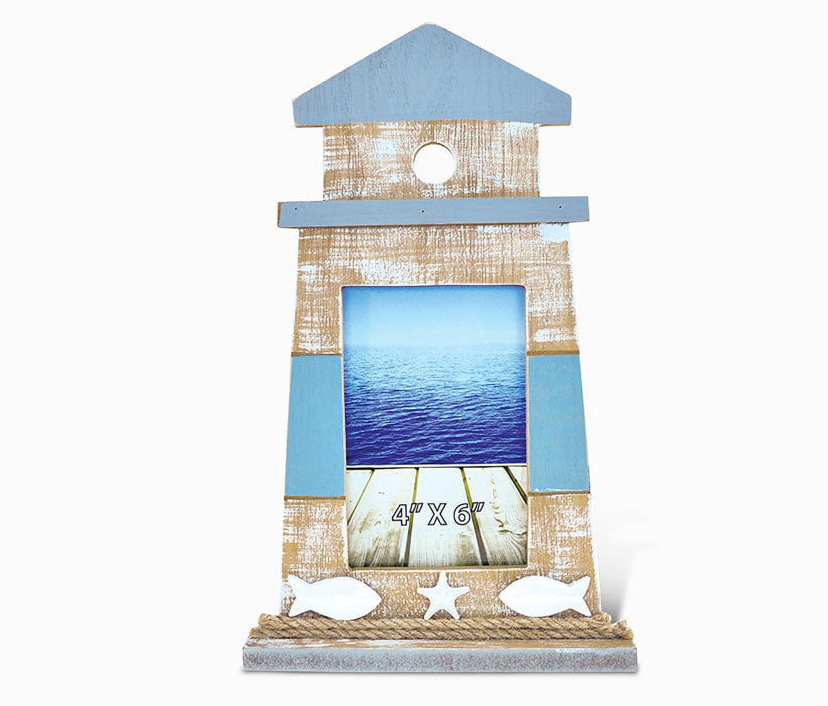 CoTa Global Nautical Lighthouse Shape 4x6 Frame - Distressed Wood ...