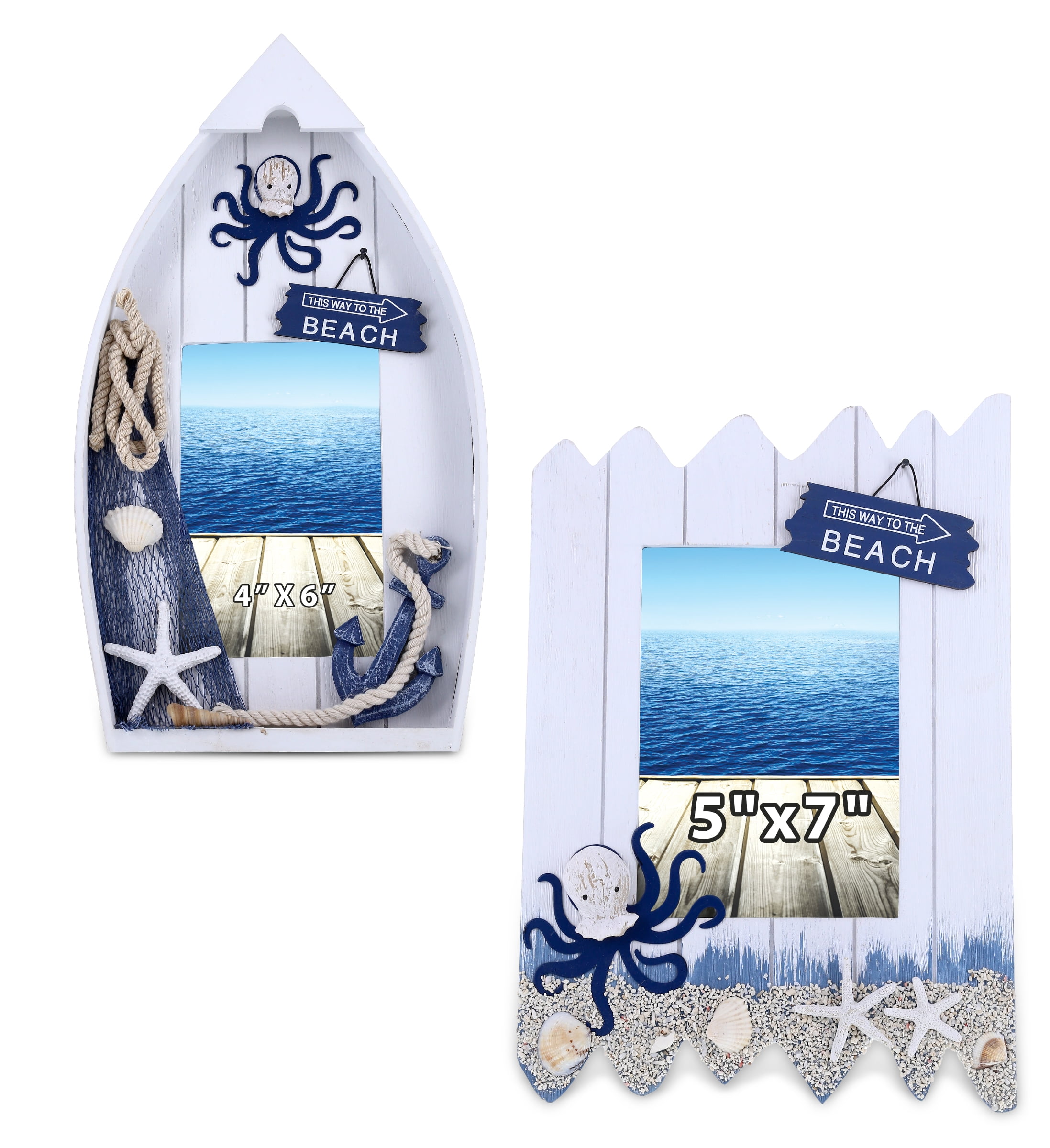 CoTa Global Ocean Blue Octopus Nautical Photo Frames, 2 Pcs Set ...