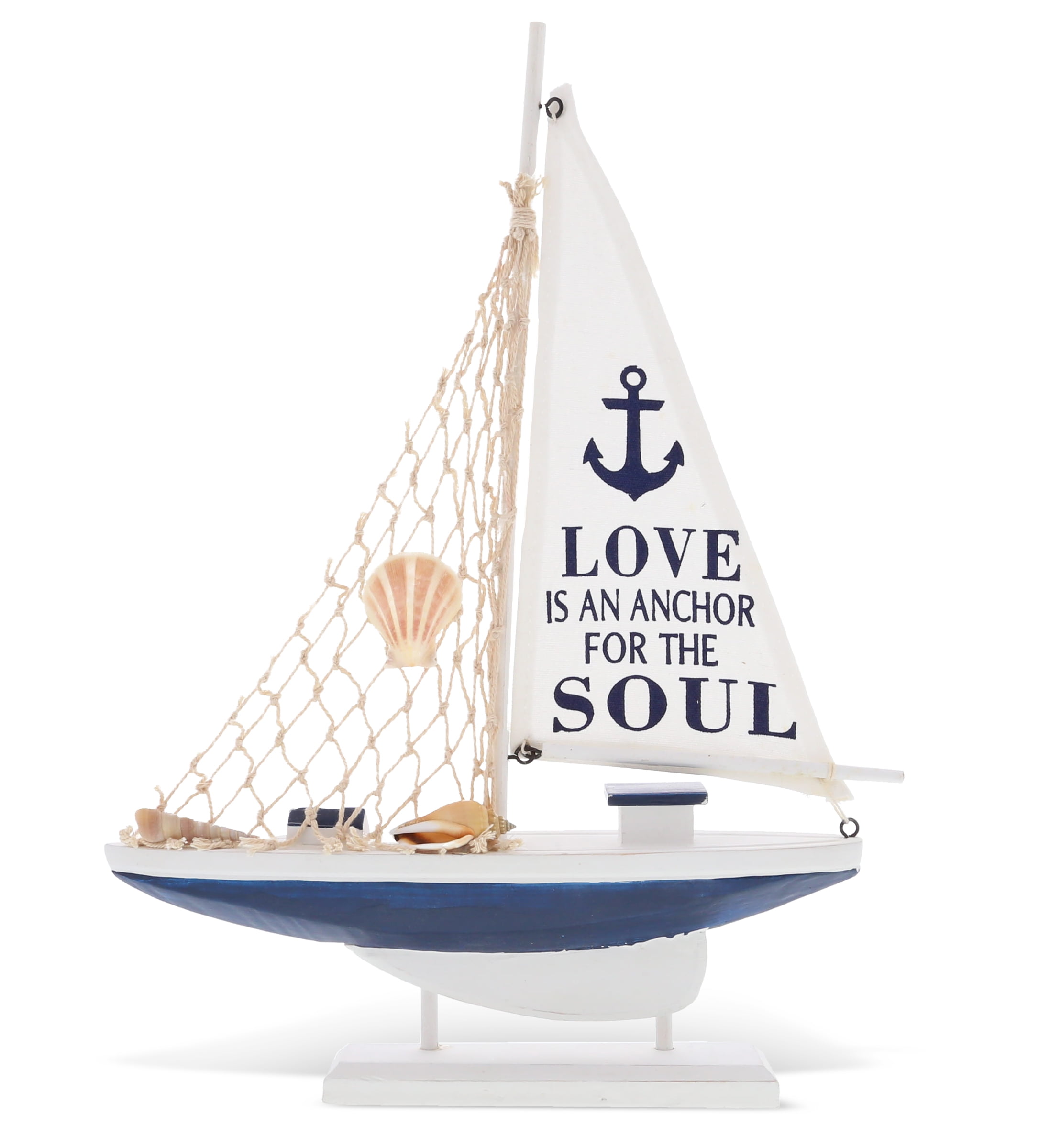 CoTa Global Ocean Blue Sailboat Decor – Handmade Wooden Boat Decor ...