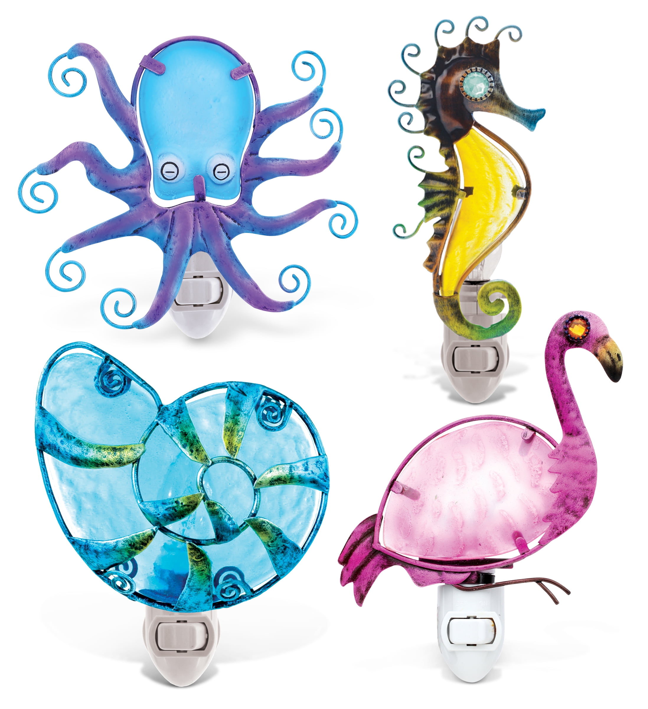 CoTa Global Ocean Life Night Lights - Seahorse, Seashell, Flamingo, and ...
